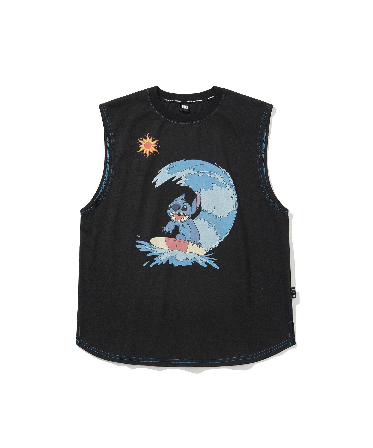 MUSINSA | MUSCLE ARMED [Disney] Stitch_Surfing Sleeveless [Black]
