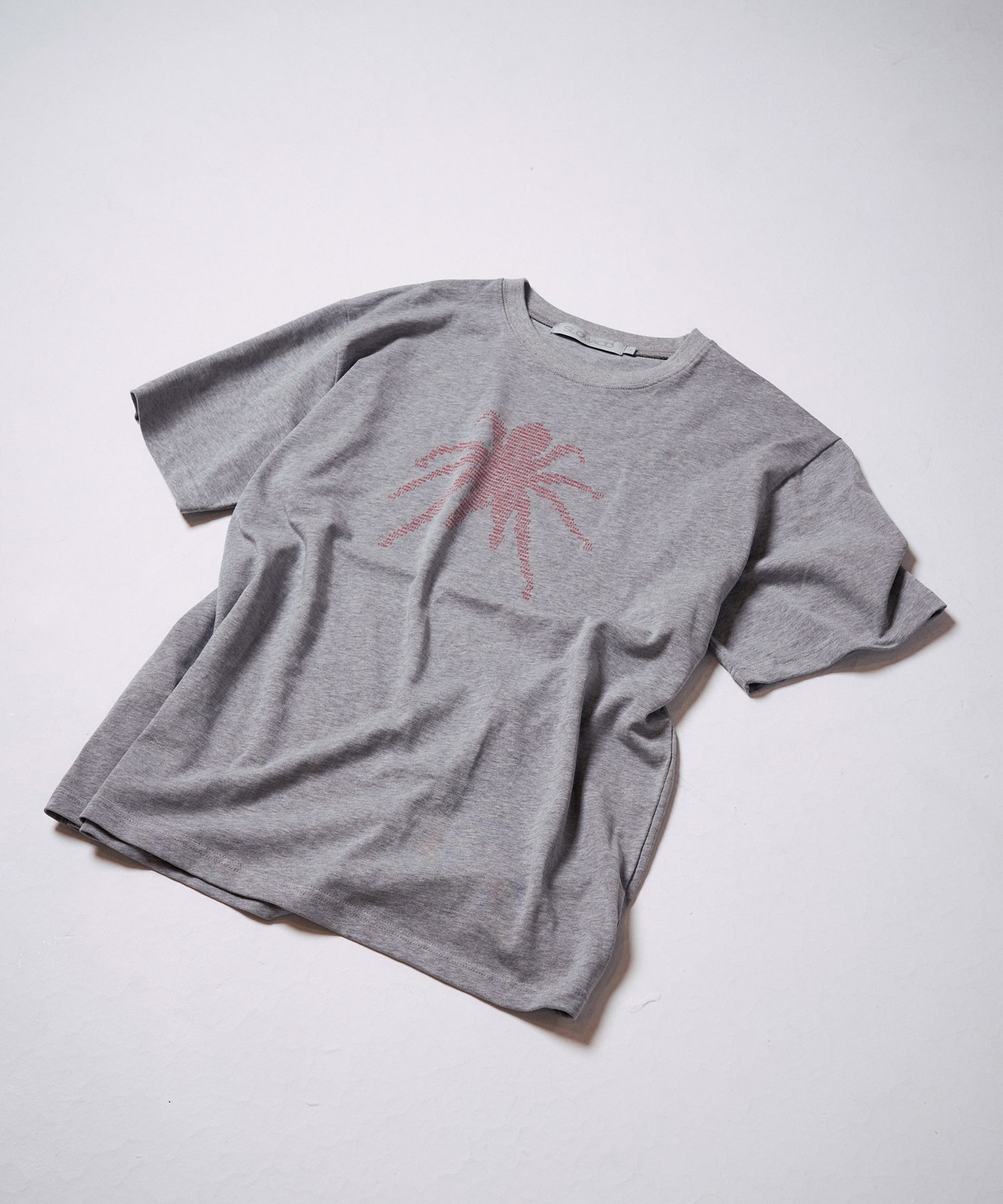 MUSINSA | SLOWACID ASCII Spider Short Sleeve T-Shirt [Melange Gray]