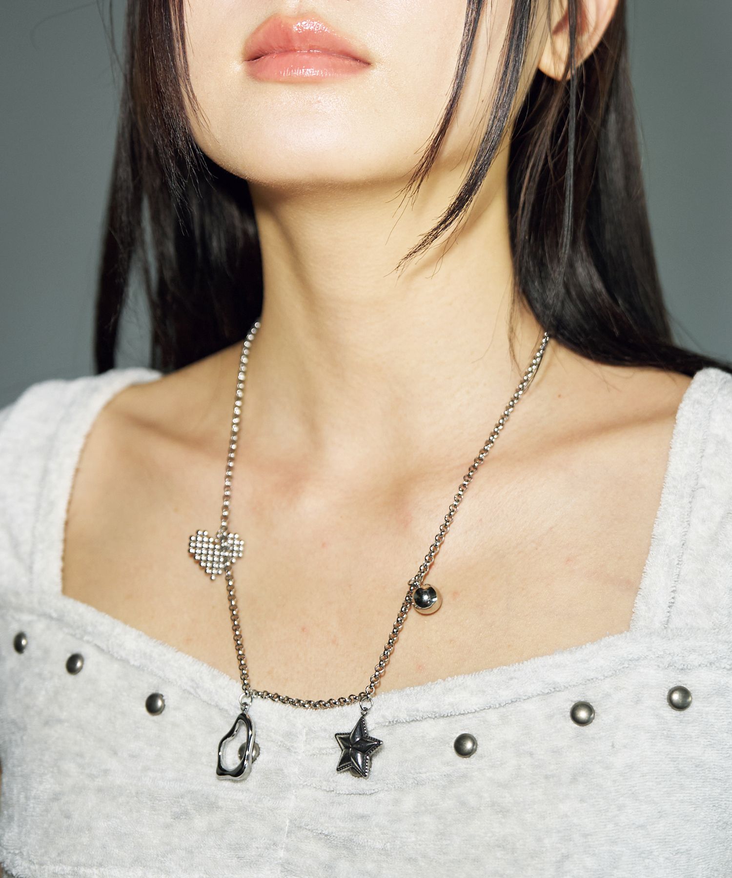 MUSINSA | HELENE PARIS Multi Charm Mini Chain Necklace