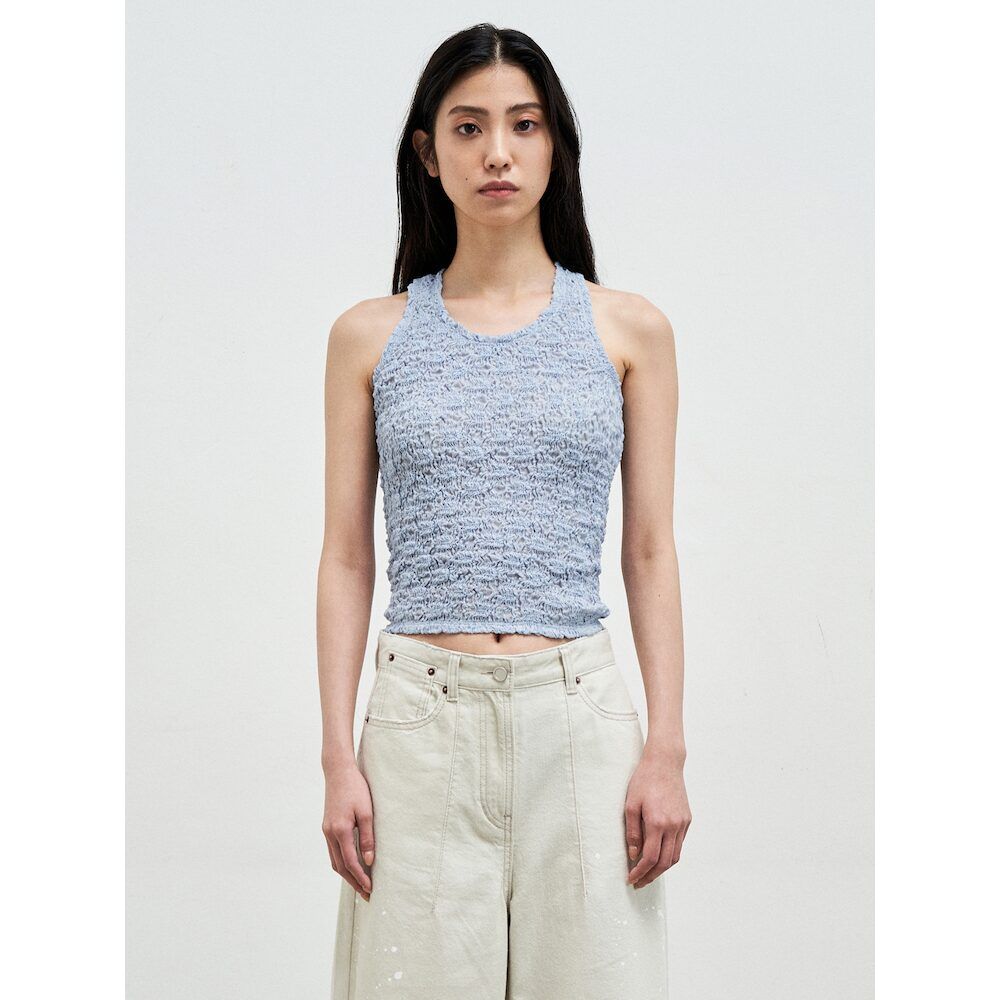 MUSINSA | ANGGAE Textured Tank Top Blue