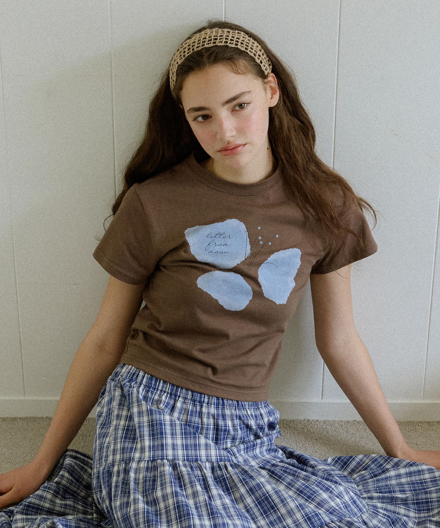 MUSINSA | LETTER FROM MOON Flower Palette Short Sleeve T-Shirt (Brown)