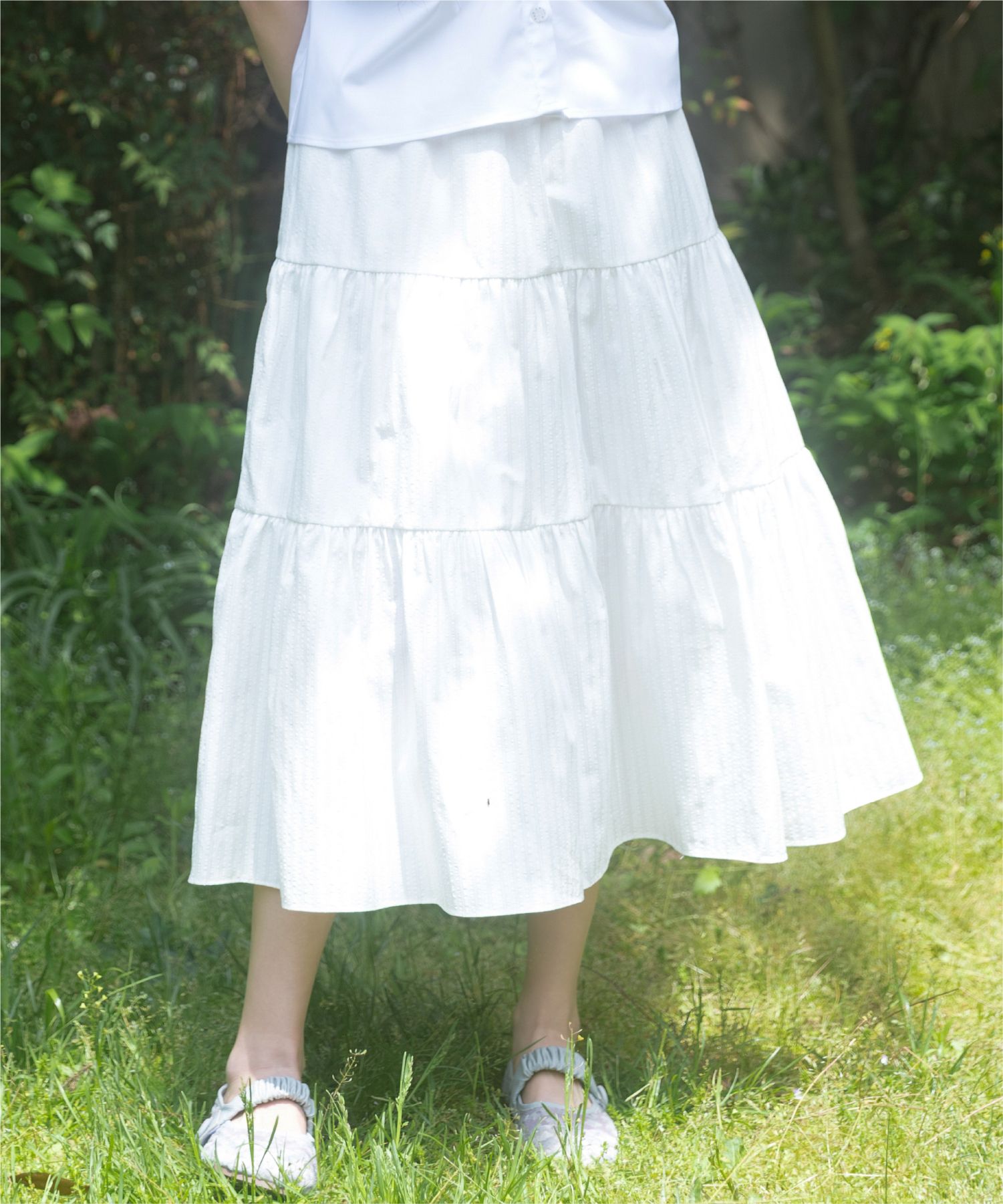 MUSINSA | NAAIEEN Dangara pattern cancan long skirt white
