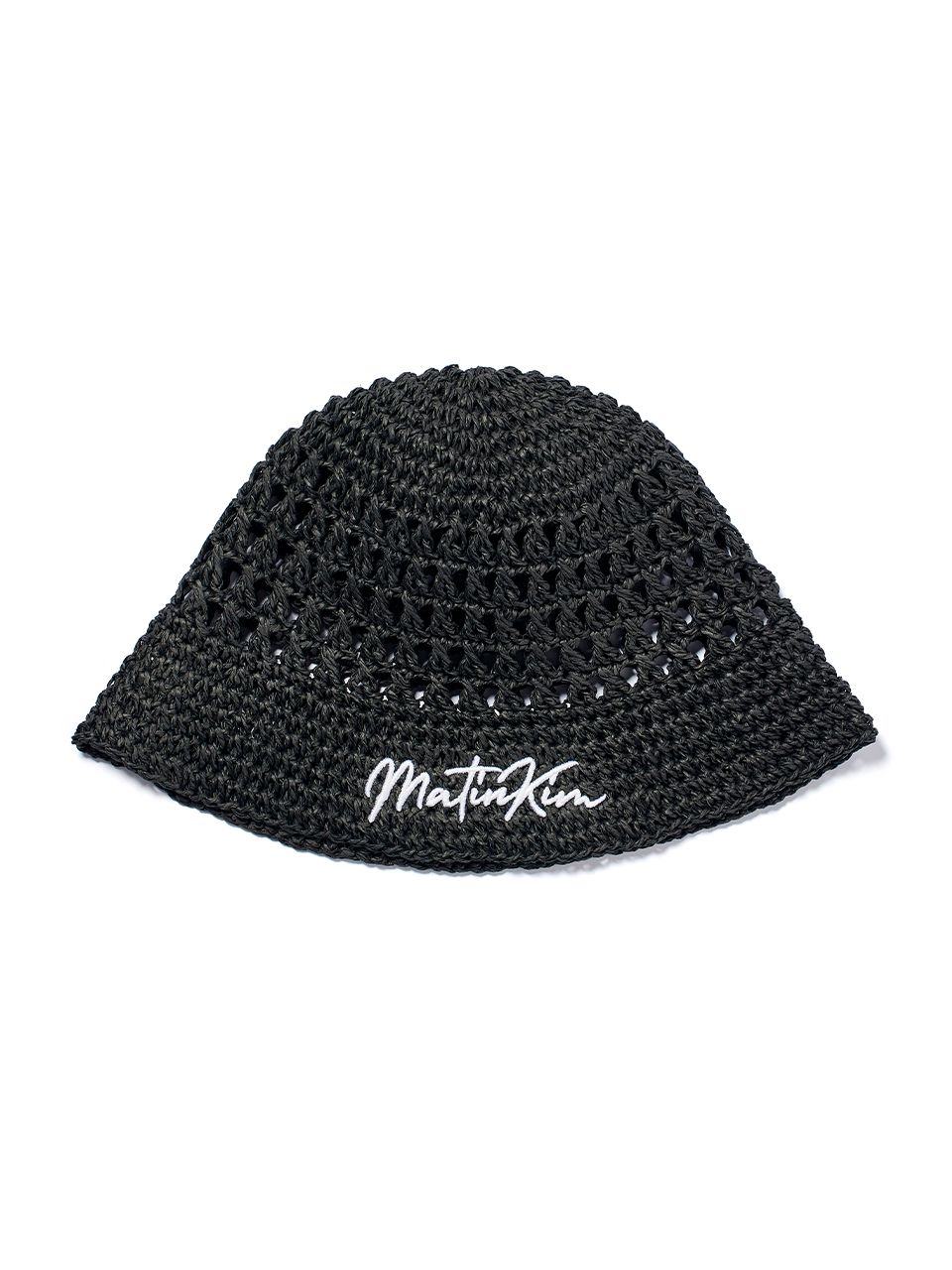 Matin Kim MATIN KIM MATIN PAPER KNIT BUCKET HAT IN BLACK (Creatrip)