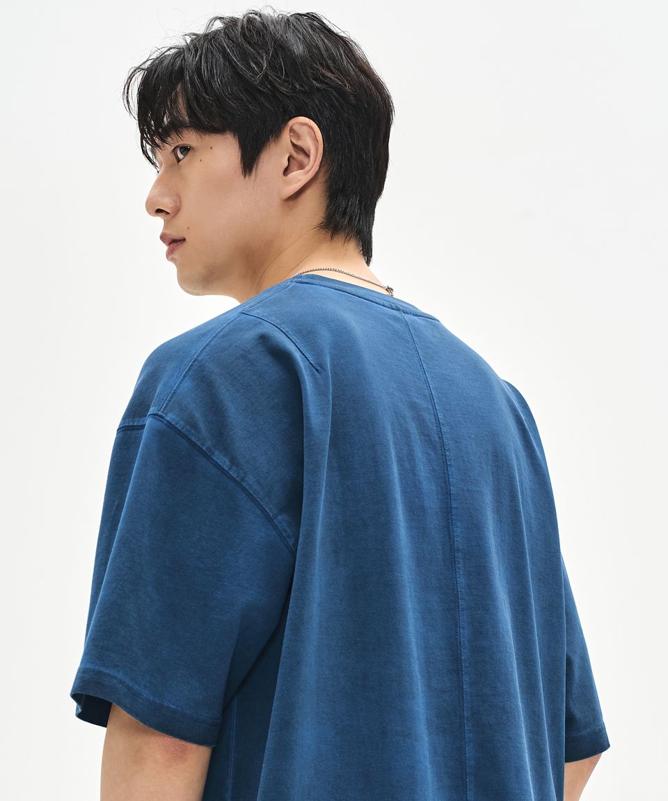 MUSINSA | SOVERMENT 460G Dart Heavy Mud Dying T-Shirt - Dusky Blue