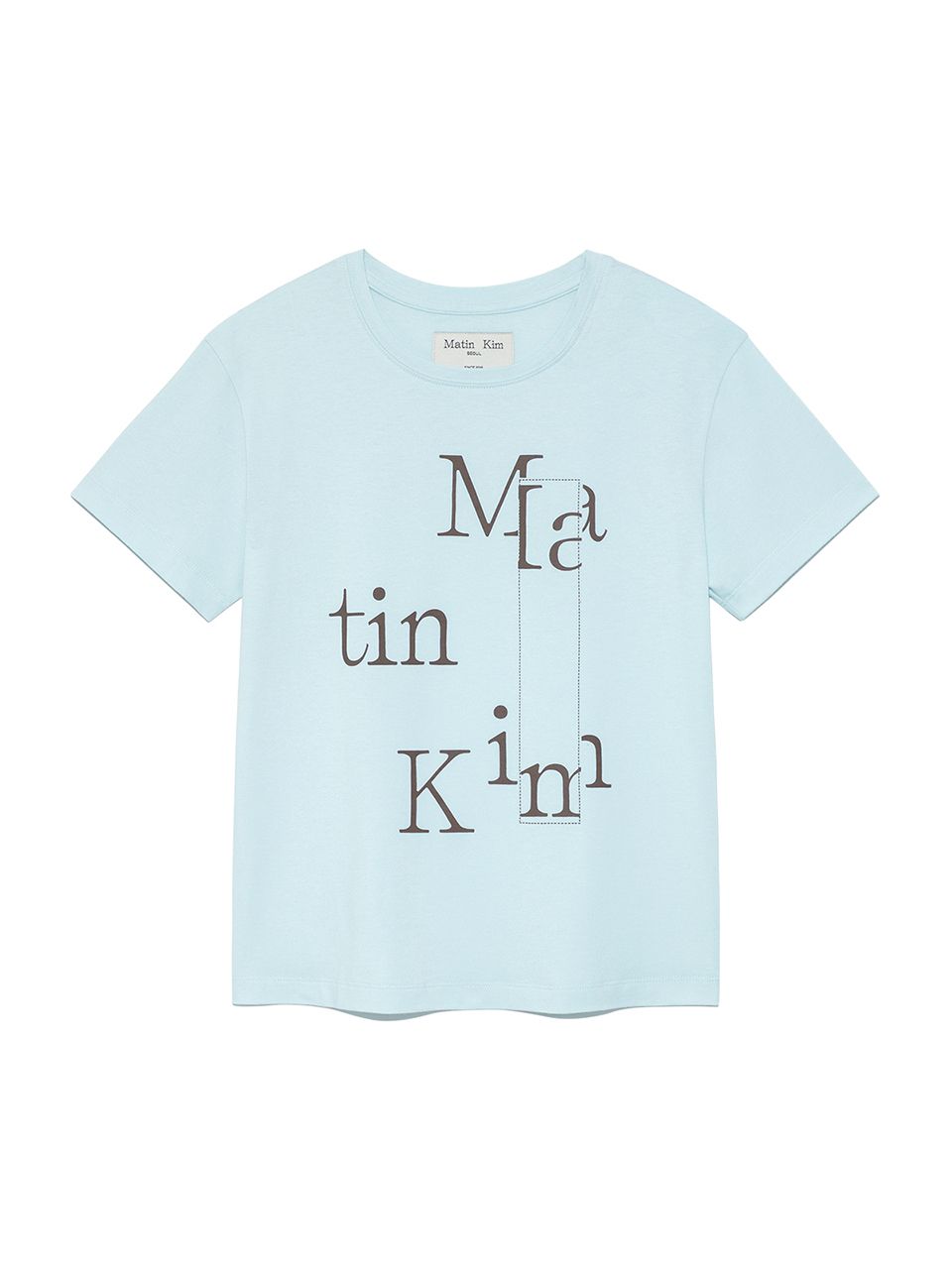 Matin Kim MATIN KIM PATCHWORK GRAPHIC PRINTING LOGO TOP IN LIGHT BLUE (Creatrip)