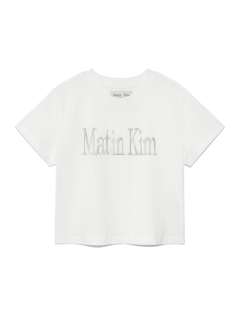 Matin Kim MATIN KIM PATTERN ARTWORK LOGO CROP TOP IN WHITE (Creatrip)