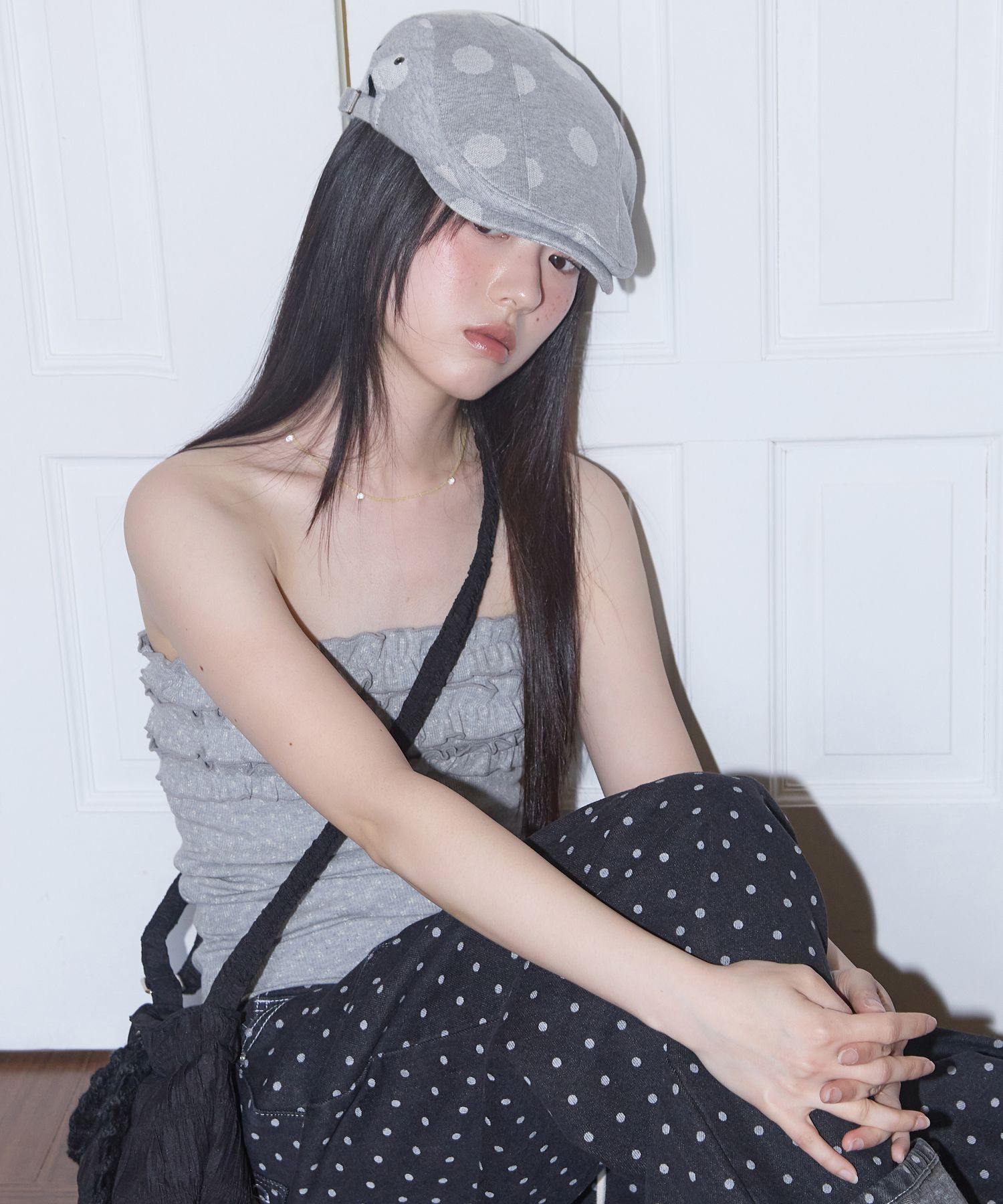 MUSINSA公式 | FANCY CLUB Angel Dot Hunting Cap (GRAY) F25QE997