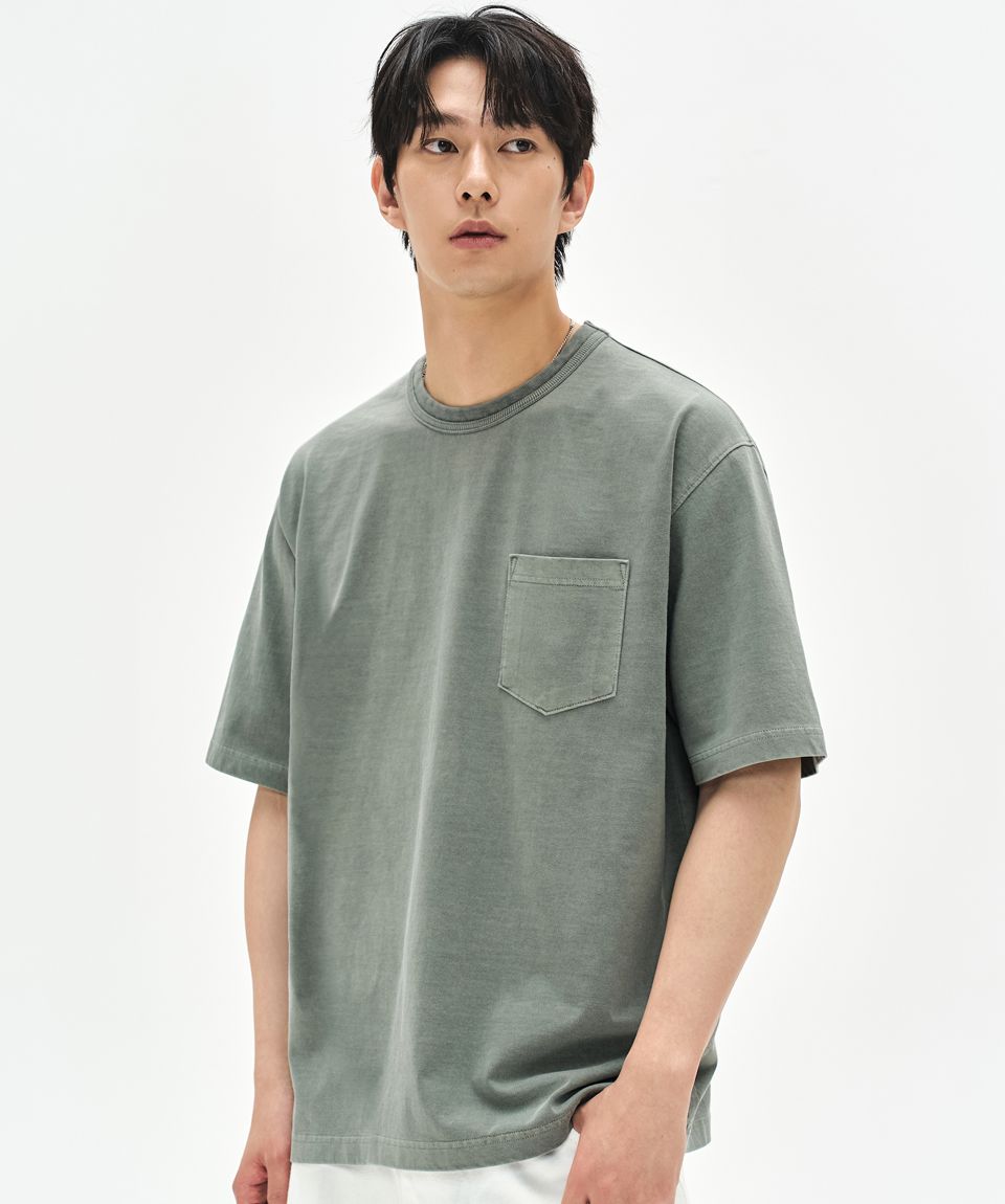 MUSINSA公式 | SOVERMENT 460G Double Neck Pigment Pocket T-Shirt - Dutch Khaki