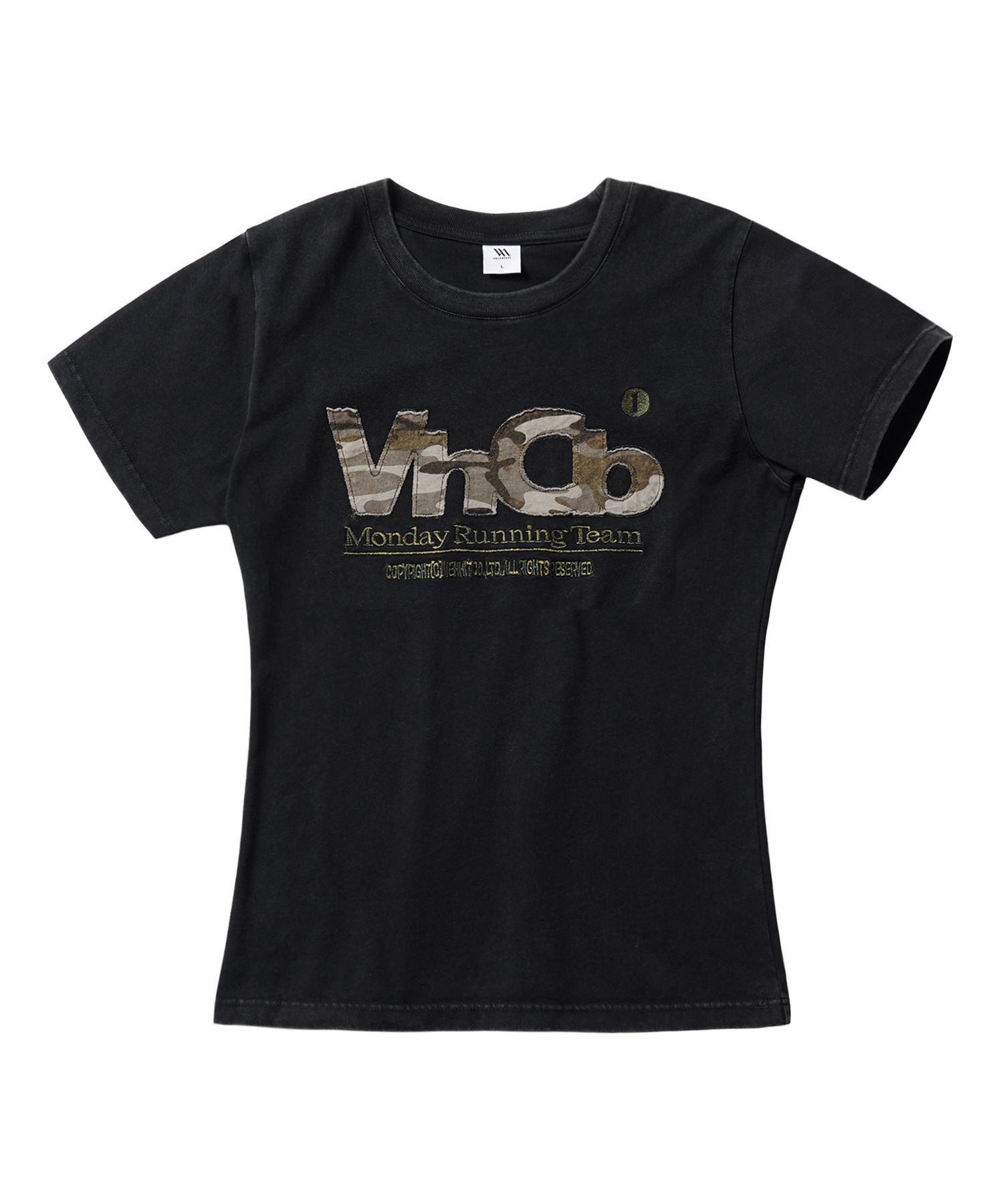 MUSINSA公式 | VENHIT MRT Applique Washed Slim Fit Short Sleeve T-Shirt