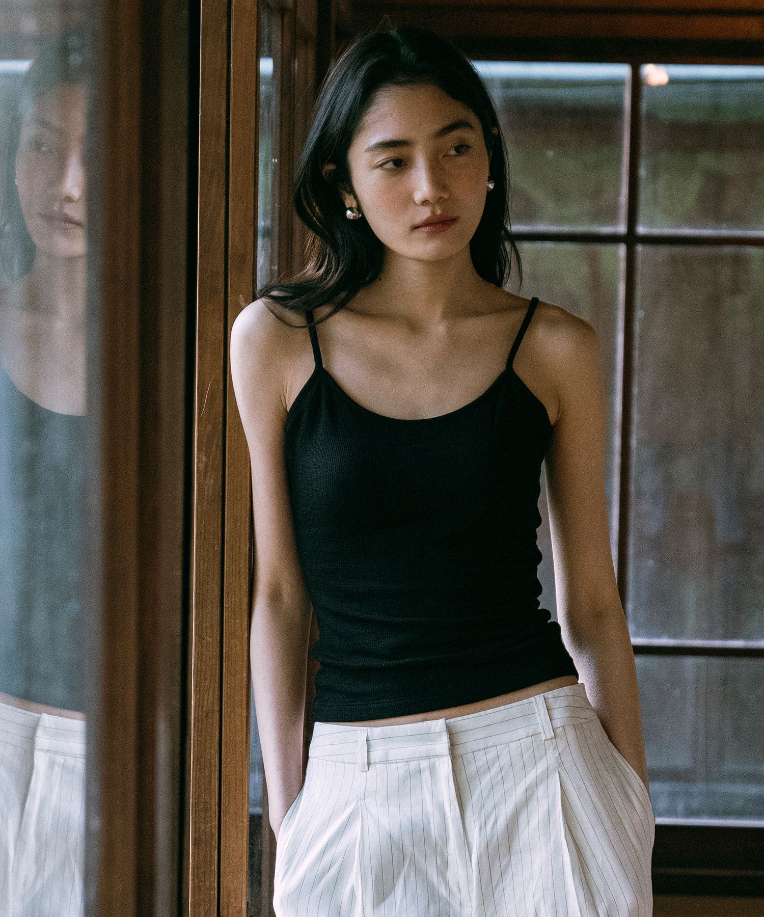 MUSINSA | SIYAZU SITP5218 Air Leaf Integrated Bra Cap Nashi Top_Black