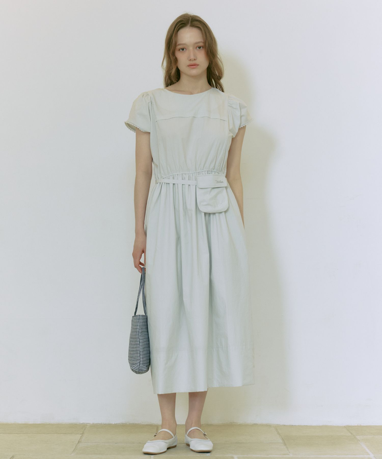MUSINSA | TILLBER Garden Belted Maxi Dress_Gray