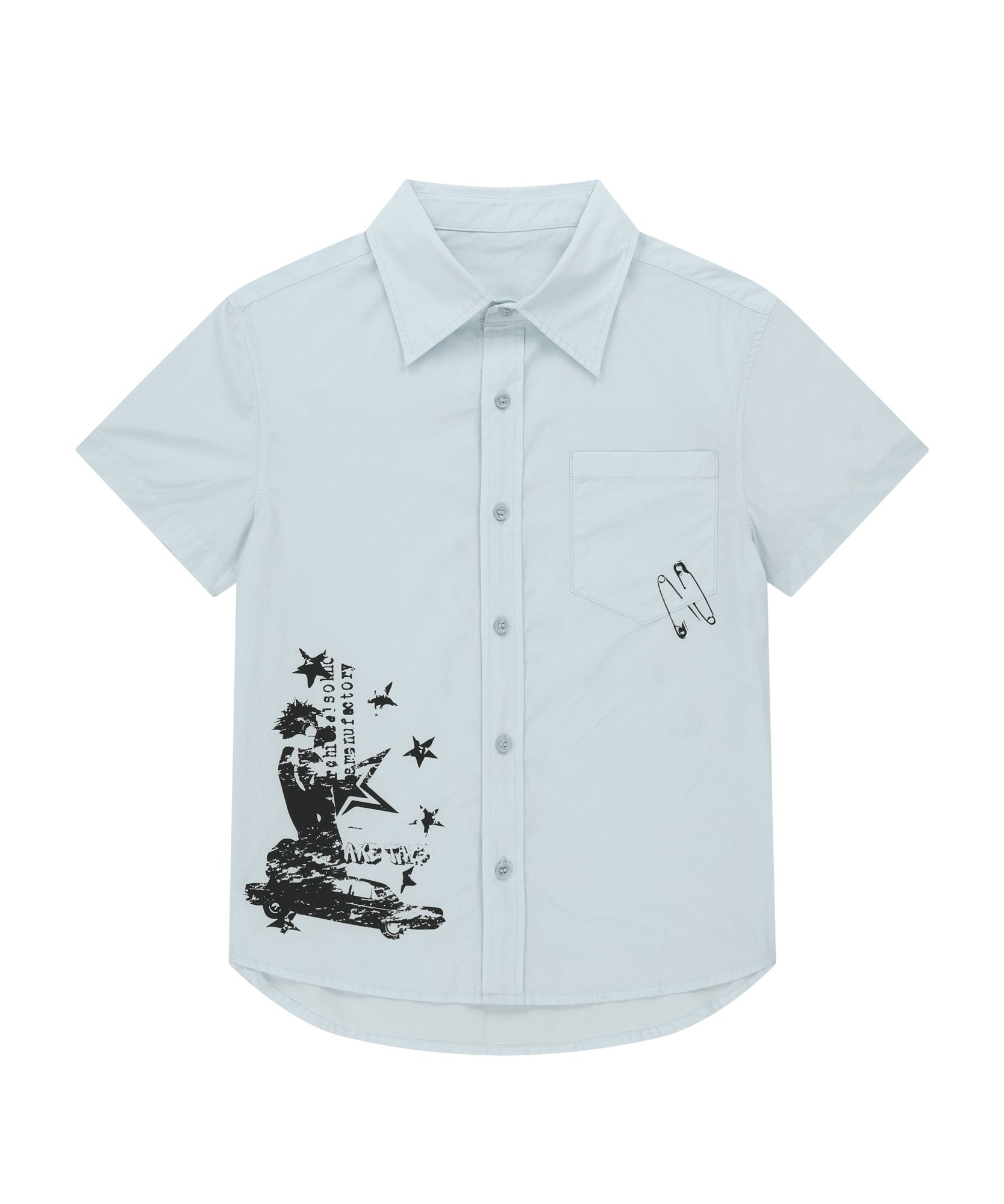 MUSINSA公式 | AAKAM VTG Printed Half Shirts (Sky Blue)