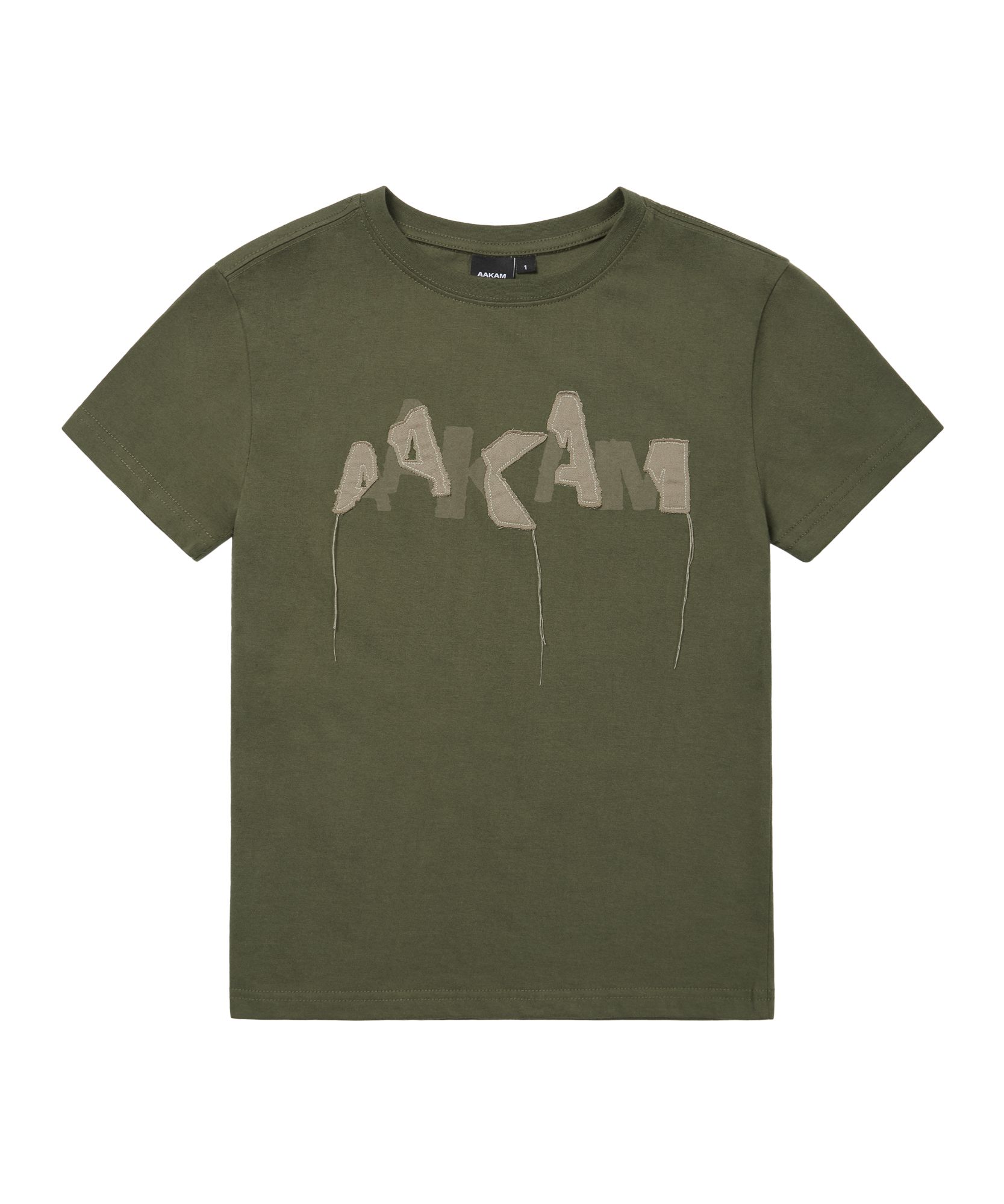MUSINSA | AAKAM Grunge Patch Half Top (Khaki)