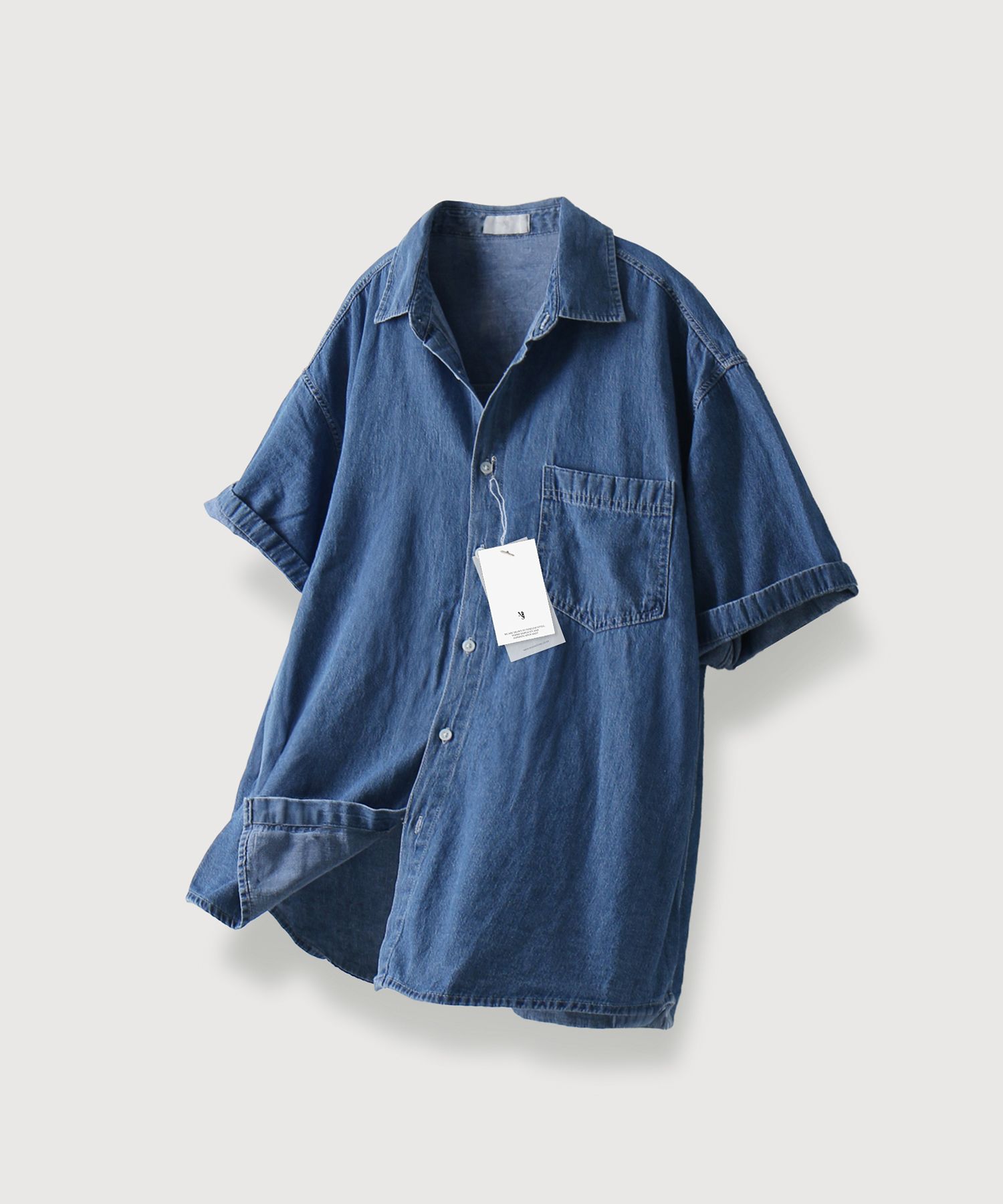 MUSINSA | MOOD INSIDE Muse Denim Half Shirt_Deep Blue