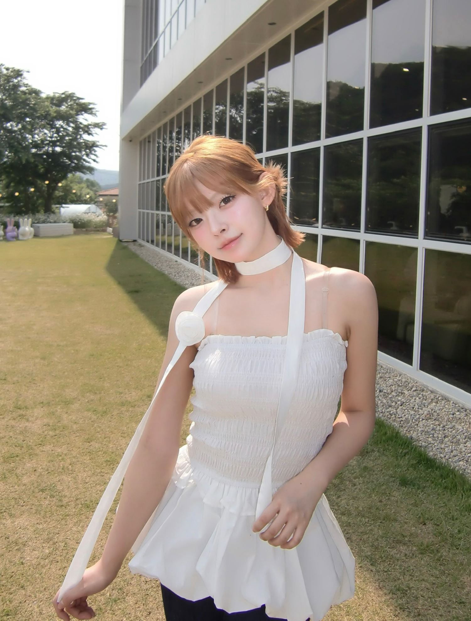 MUSINSA | TWEE Lidin Pumpkin Smoke Banding Blouse (Strap Set)