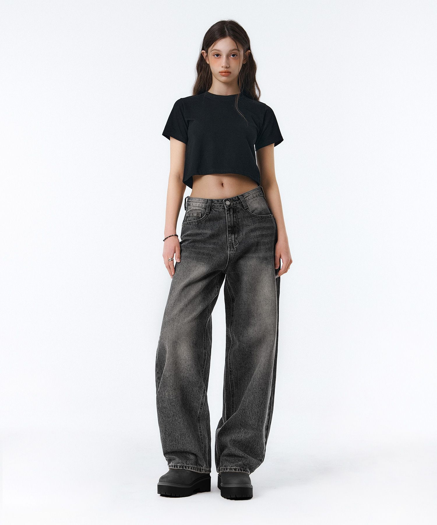 MUSINSA | RANDOMOFF BTB : BREEZE WASHING JEANS [ASH CHARCOAL]