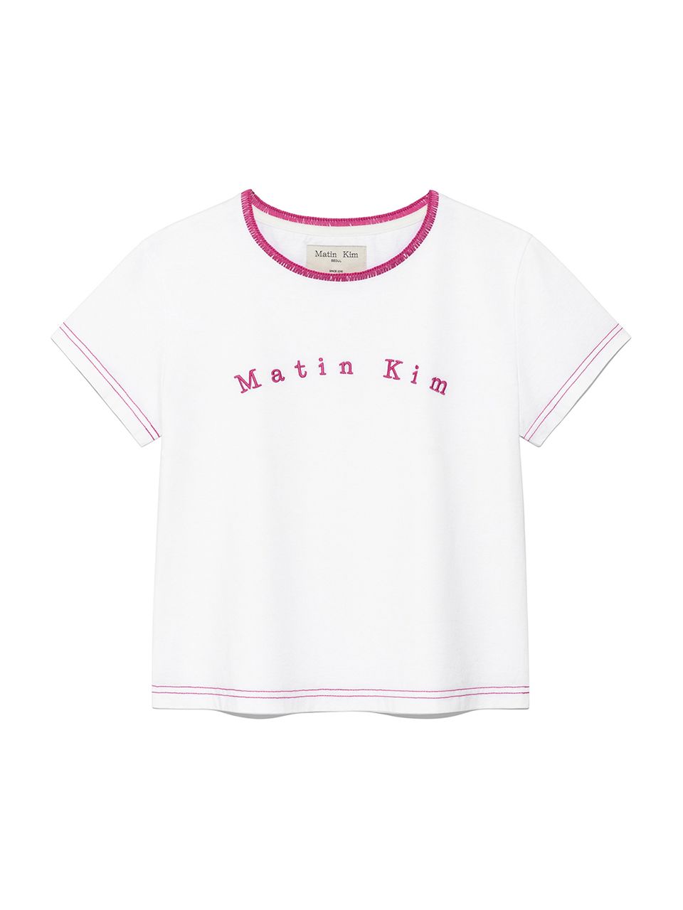 Matin Kim MATIN KIM COLOR POINT ARCH LOGO TOP IN WHITE (Creatrip)