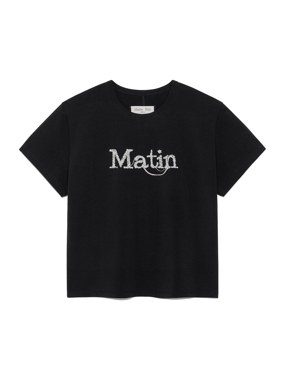 Matin Kim MATIN KIM STITCH PRINTING DETAIL CROP TOP IN BLACK (Creatrip)