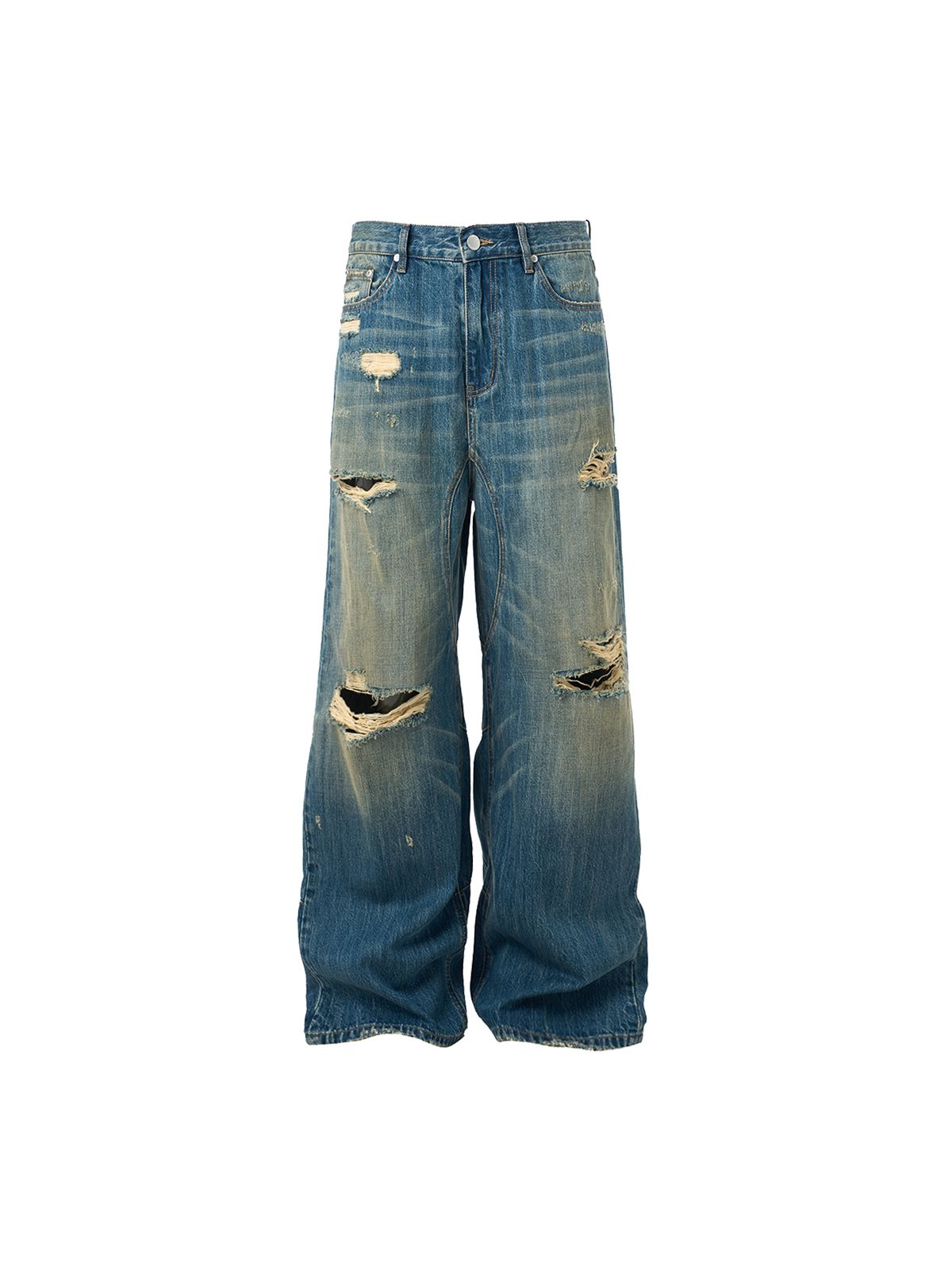 MUSINSA | STEEPC Smash destroyed straight denim jeans