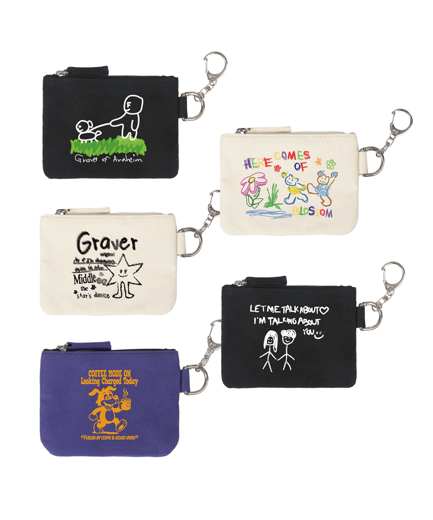 MUSINSA | GRAVER [UNISEX] Drawing Keyring Card Wallet