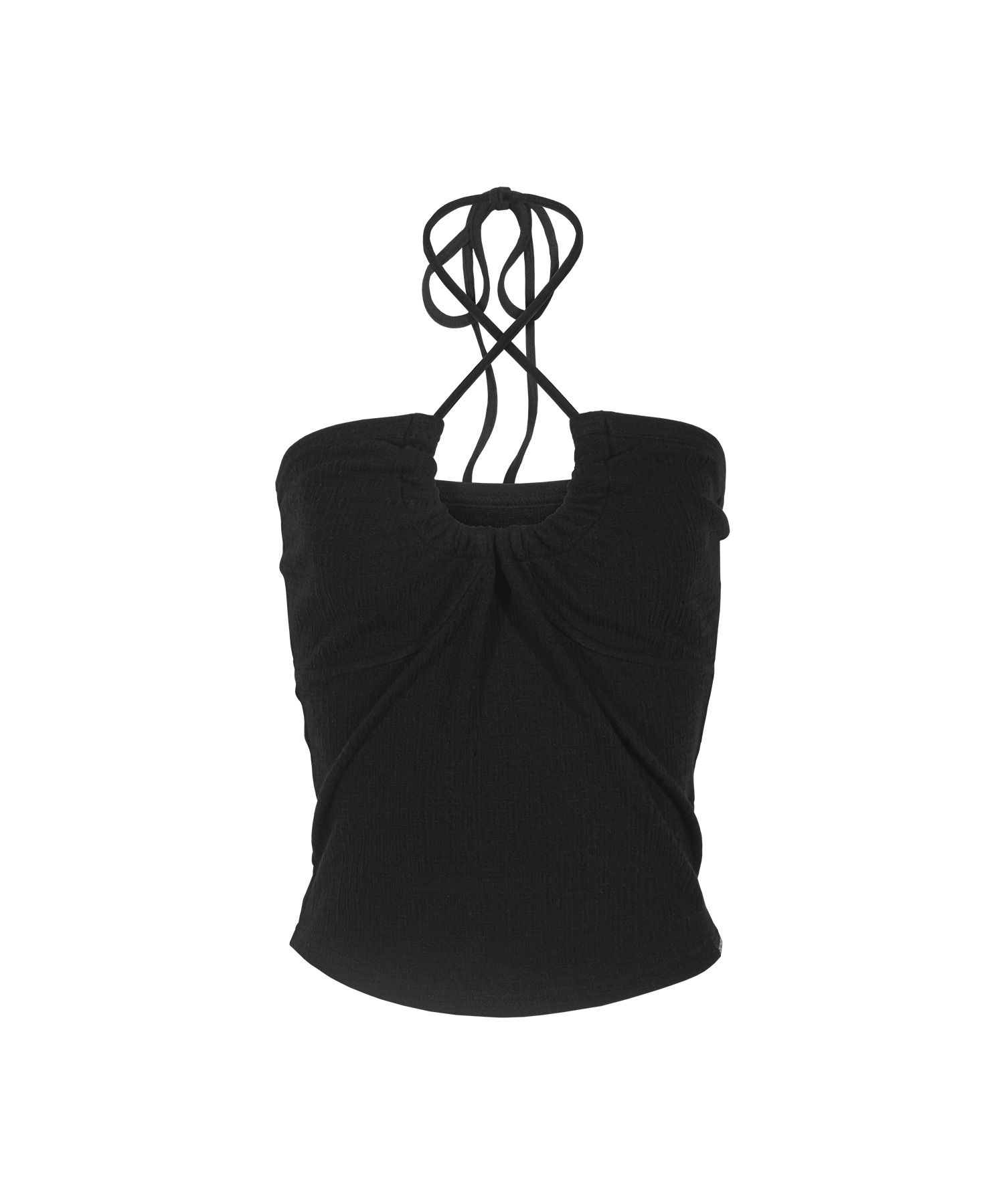 MUSINSA | ANOTHER A Halter Neck Shirring Tube Top_Black