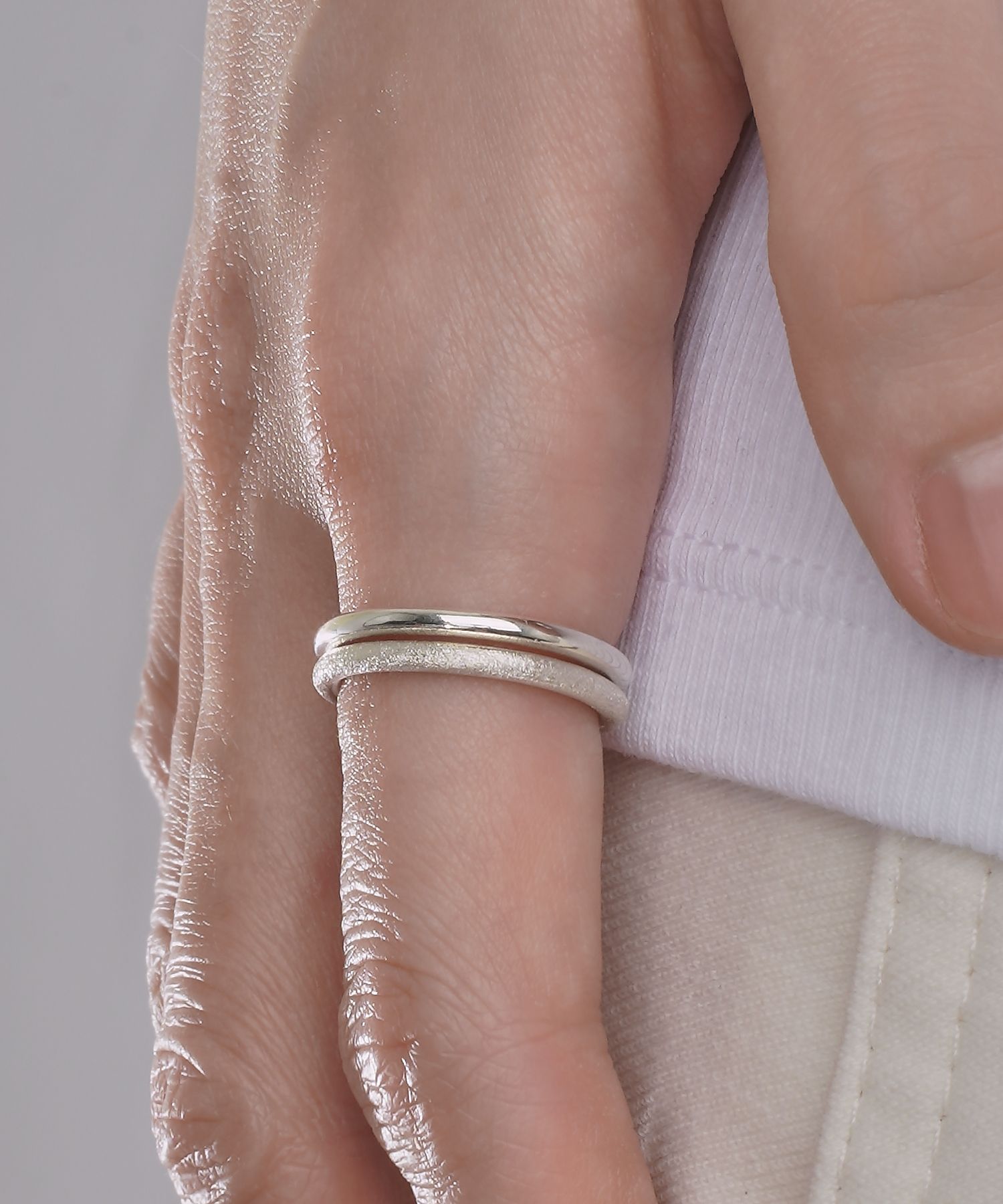 MUSINSA | POSTLUDE [SILVER][2SET] MIX TEXTURE 2 RING SET