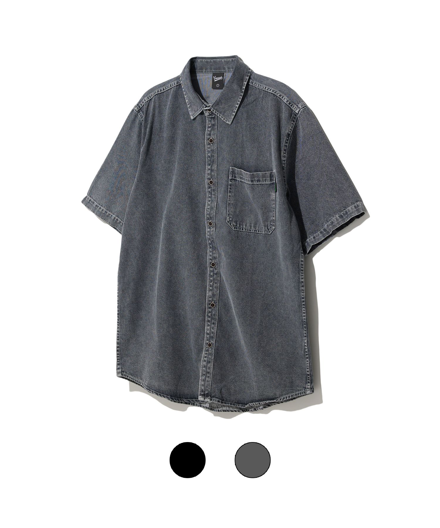 MUSINSA | CREAM SODA LAB Aero Essential Washed Denim Short Sleeve Shirt