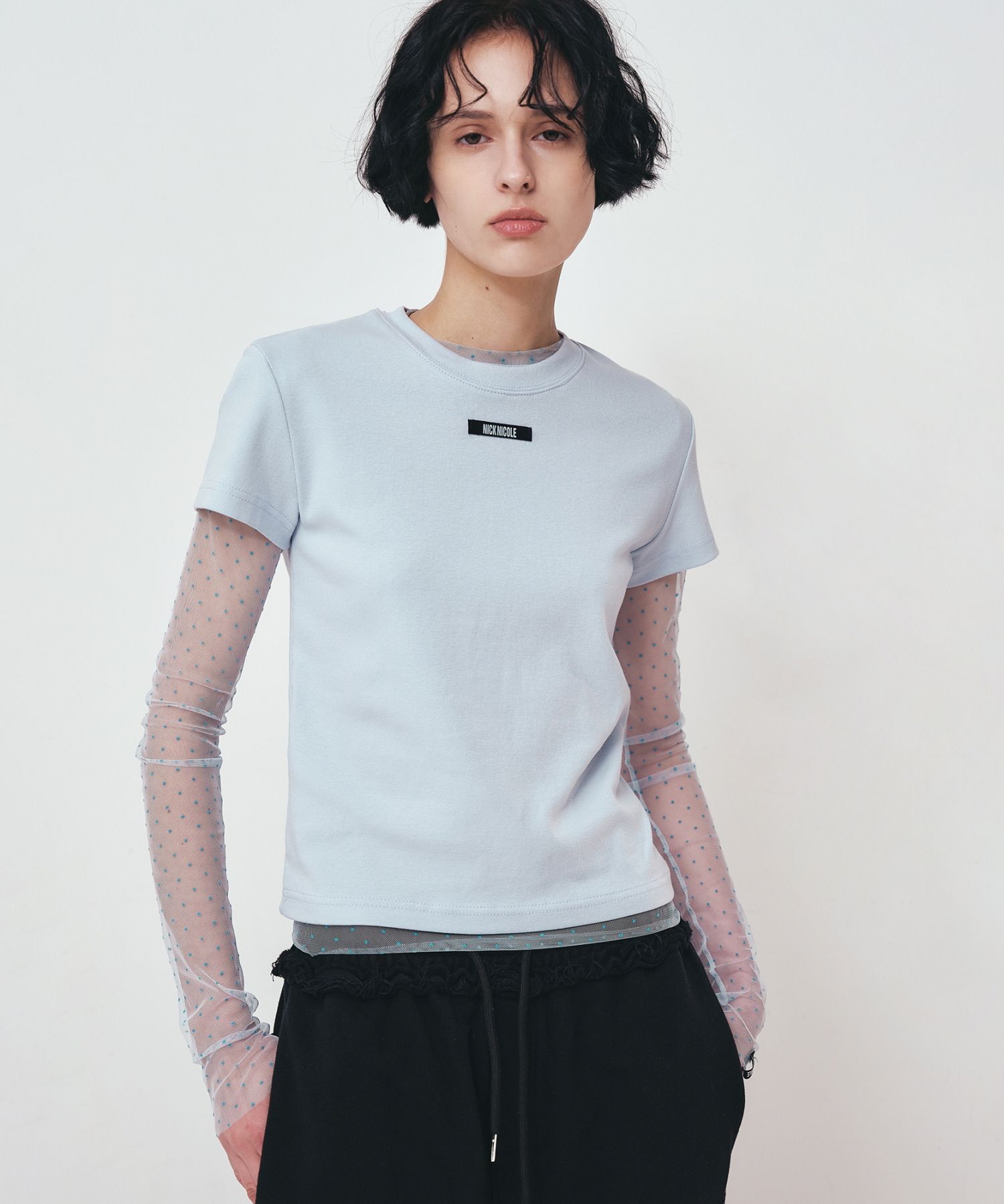 MUSINSA | NICK&NICOLE LABEL RIBBED HALF TOP_SKY BLUE