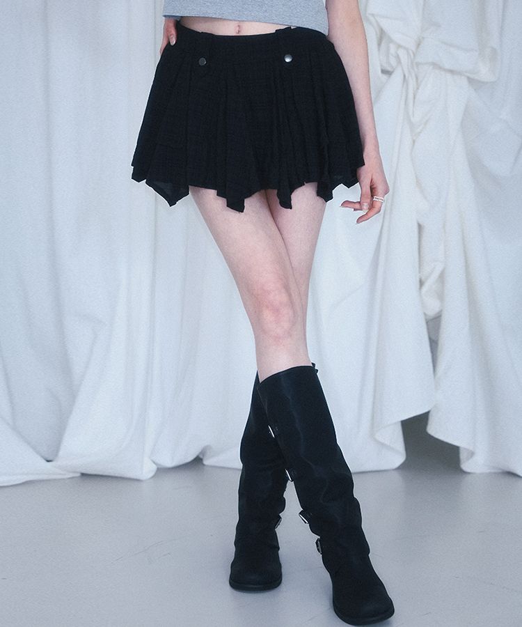 MUSINSA公式 | ROSÉ FRANTZ Check Drop Mini Skirt [Black]