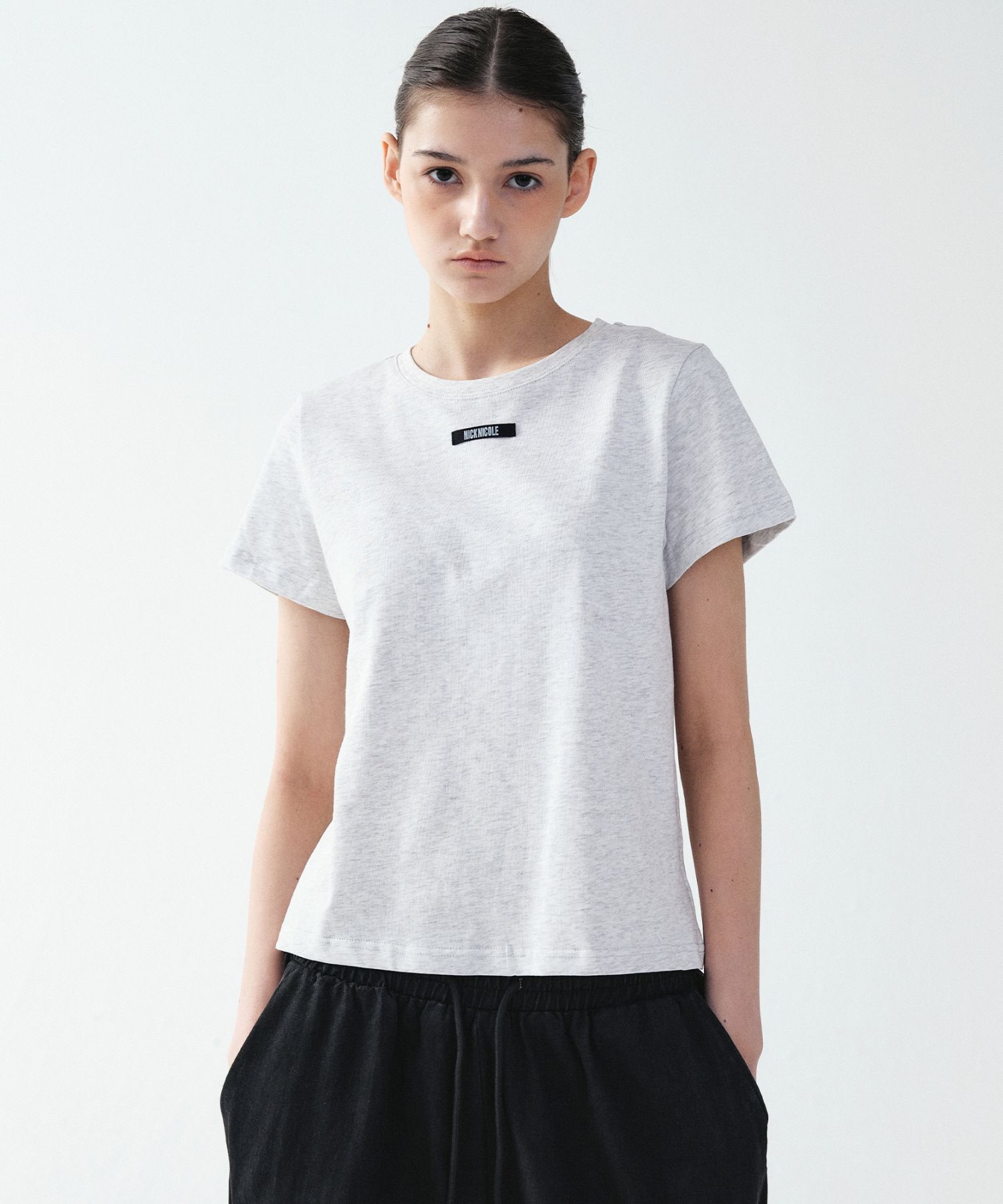 MUSINSA | NICK&NICOLE ESSENTIAL NICOLE LABEL SEMI SLIM TOP_MELANGE