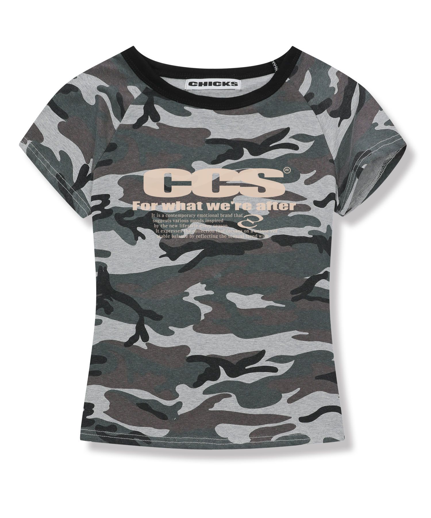 MUSINSA | CHICKS Camo Boom Reverse Camo Slim Fit Short Sleeve T-Shirt ...