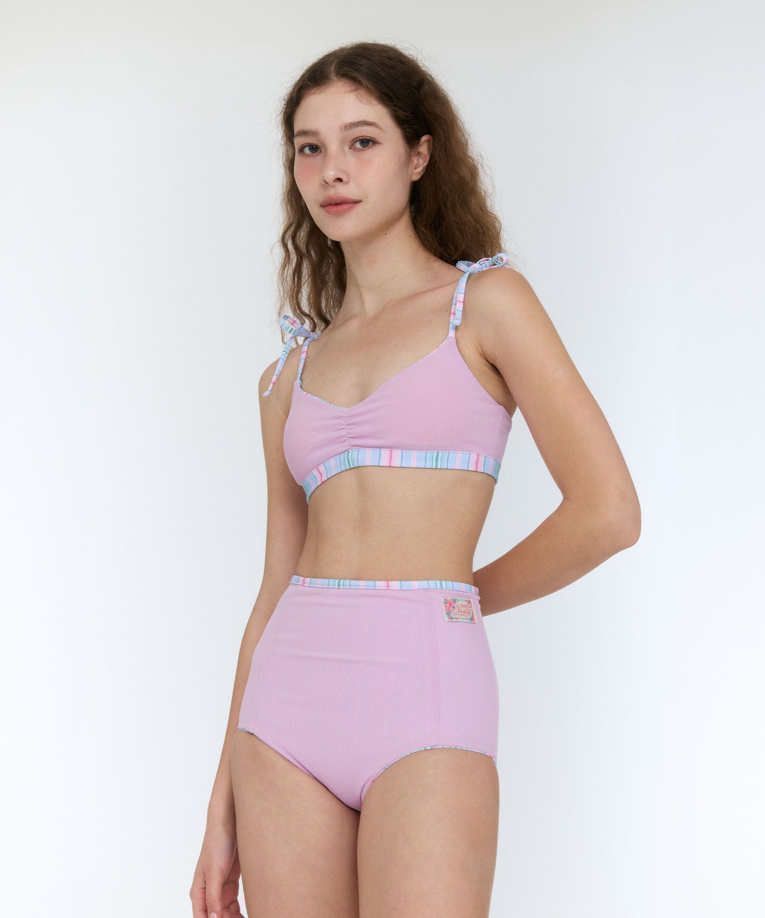 MUSINSA公式 | LOOPLOOP High Reversible Bikini Bottom [Milky Stripe Blue Cloud]