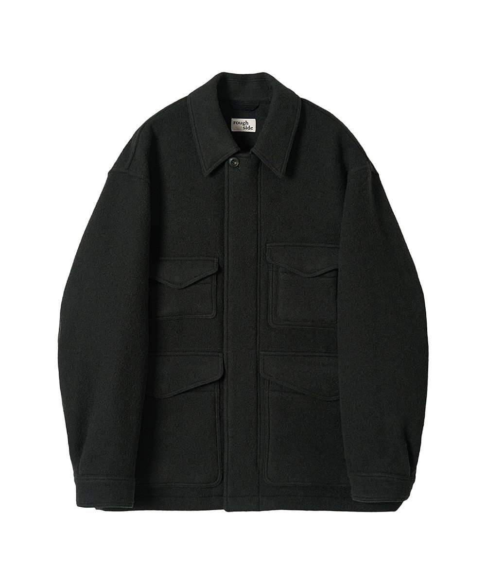 MUSINSA | ROUGH SIDE Wool Cruiser Jacket Ash Black