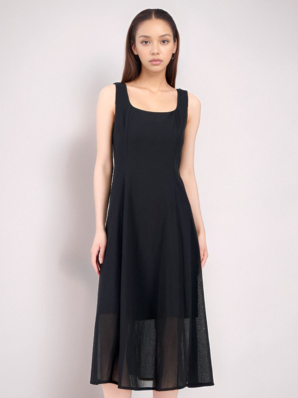 MUSINSA公式 | ACUD Sleeveless Sheer Dress _Black