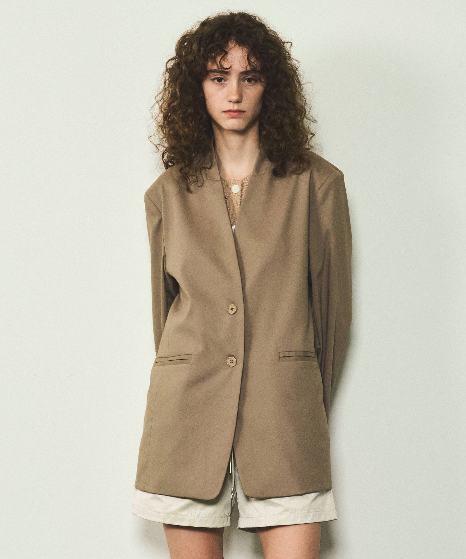 MUSINSA | CITTA Linen Collarless Jacket_CTO118 (Brown)