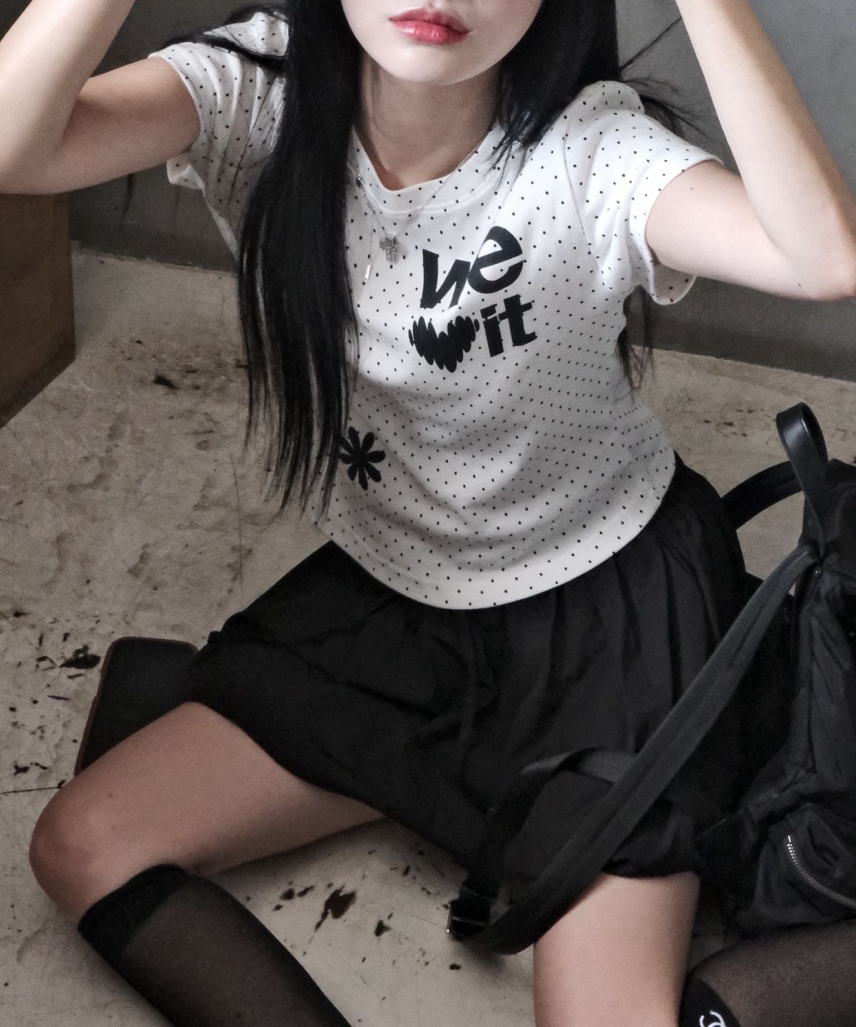 MUSINSA公式 | DAMISH We Love It Graphic Dot T-Shirt_Ivory