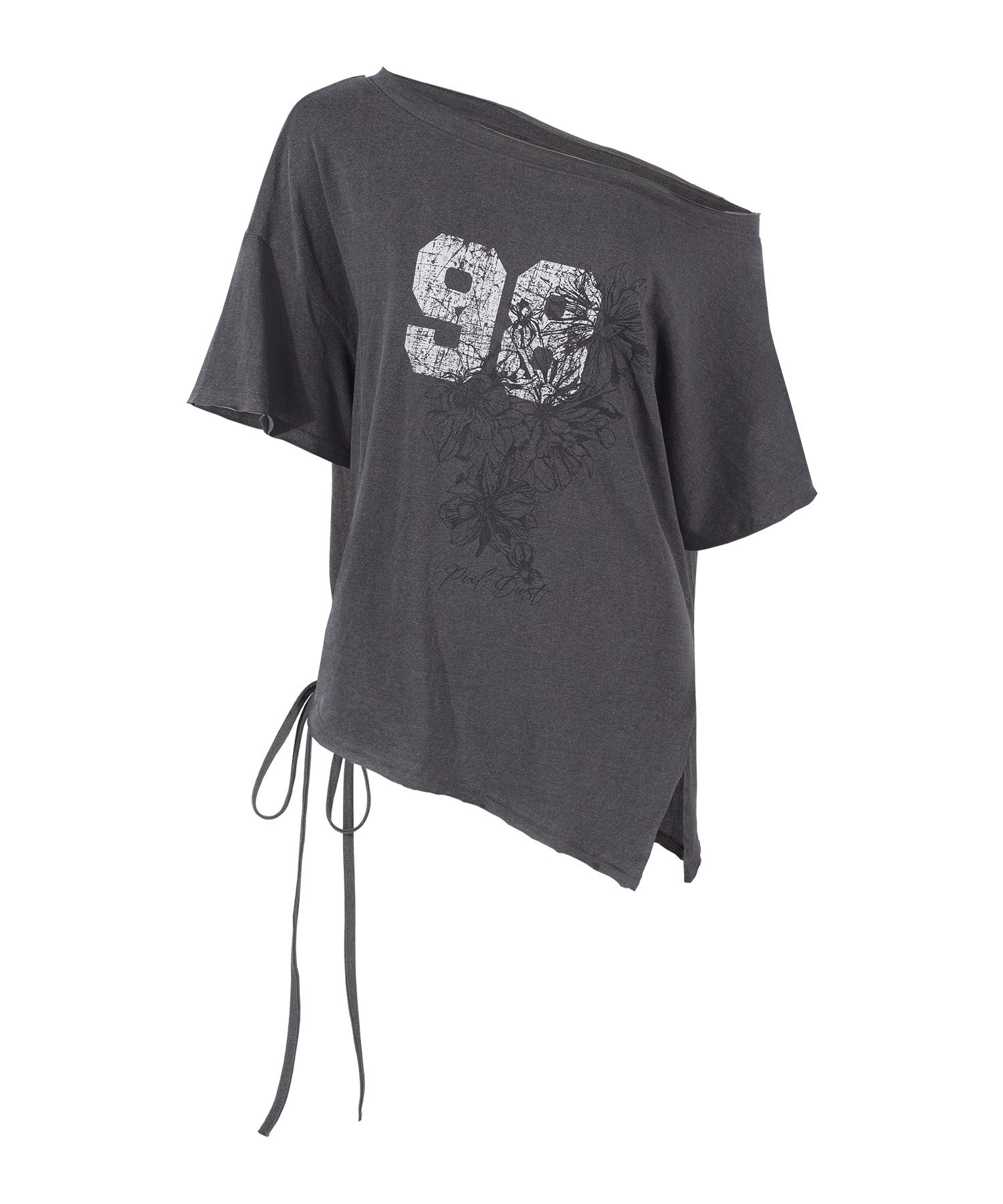 MUSINSA | ANOTHER A One-shoulder cut-off t-shirt _ Charcoal