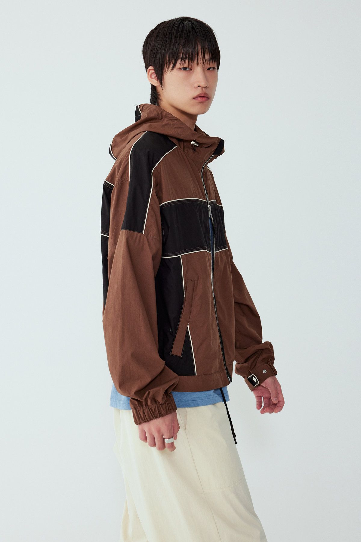MUSINSA | STUDIO TOMBOY [MEN] Block Hoodie Track Jumper_Light Brown ...