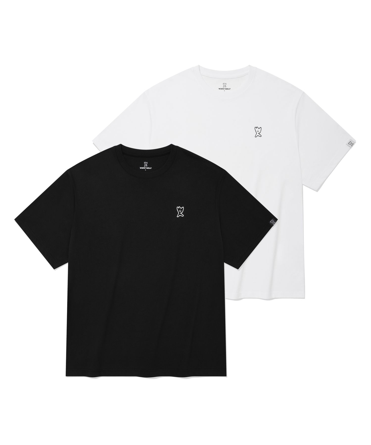 MUSINSA | WACKY WILLY [25FW] 2PACK Signature Short Sleeve T-Shirt Black ...