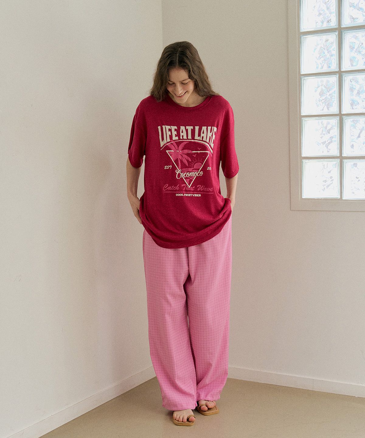 MUSINSA | COCOMOCO [ADULT] Play Check Summer Pants_Pink