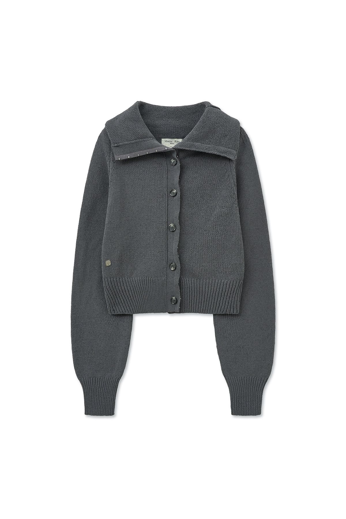 MUSINSA公式 | MATIN KIM HOOK POINT TWO WAY CROSS CARDIGAN IN GREY