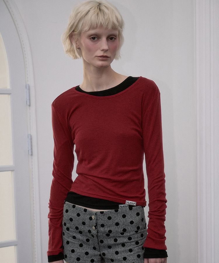 MUSINSA公式 | ROSÉ FRANTZ Essential Layered Long Sleeve [Red]
