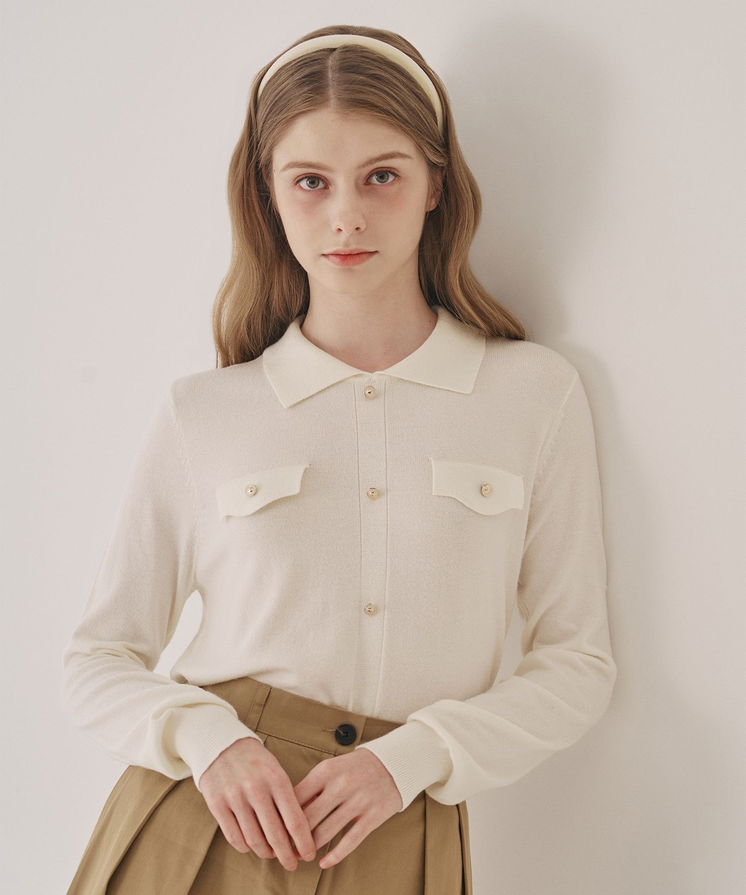 MUSINSA | SOUP Collar Neck Fake Pocket Knit (SB8LKF1)