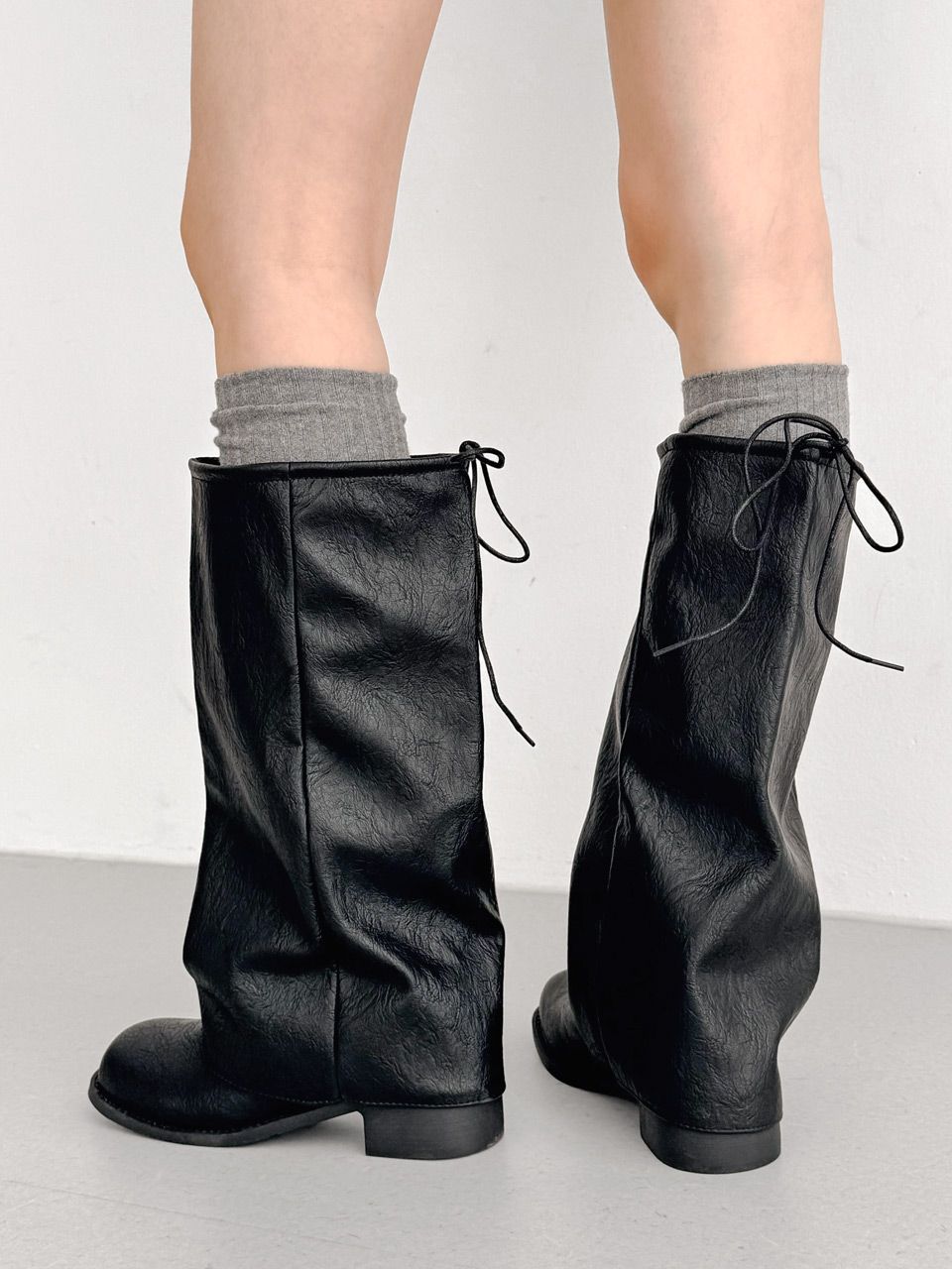 MUSINSA | FLORIDA STUDIO Everyday Neven Wedge String Leather Long Boots ...