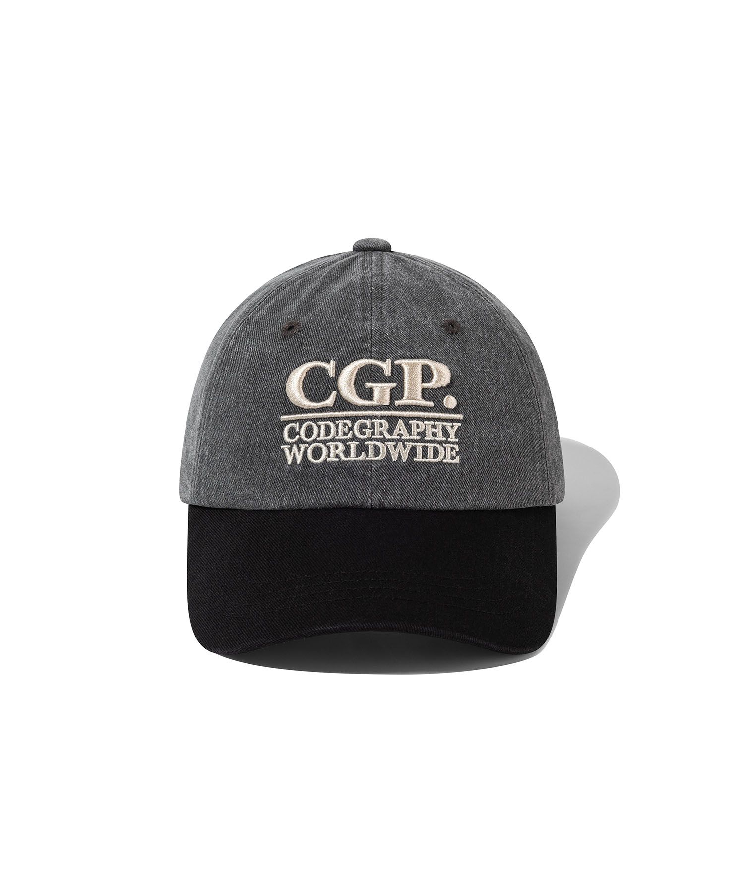 MUSINSA | Codegraphy Square Logo Washed Color Block Ball Cap_Charcoal