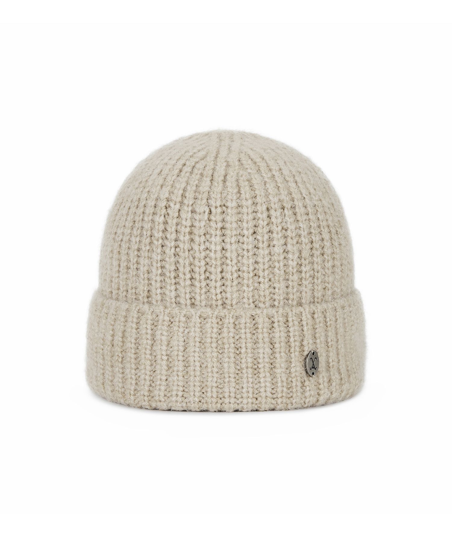 MUSINSA | VARZAR VA Curved Oval Metal Washed Beanie Beige