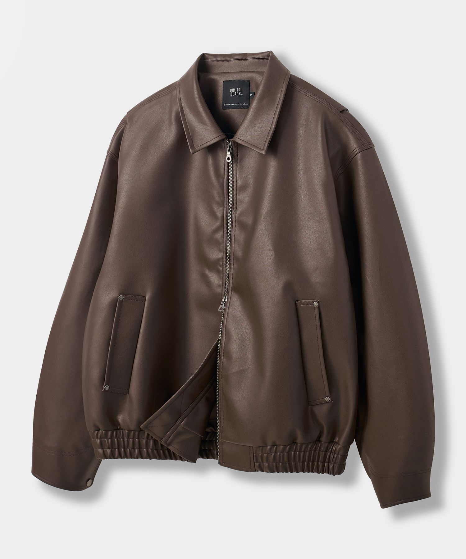 MUSINSA | DIMITRI BLACK PU Minimal Leather Jacket_Brown