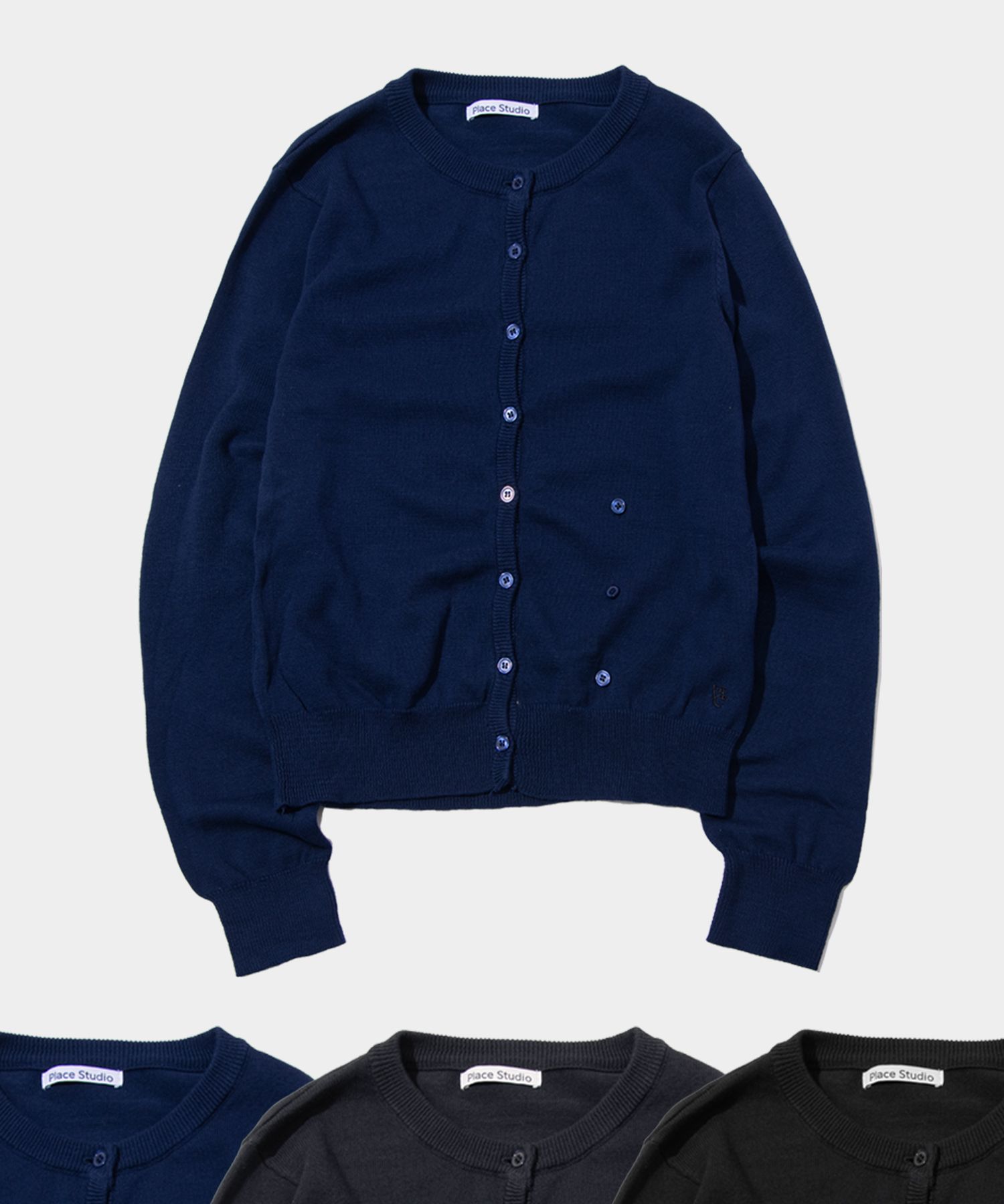 MUSINSA公式 | PLACE STUDIO Two Button Multi Line Basic Regular Fit Knit Cardigan_3COLOR