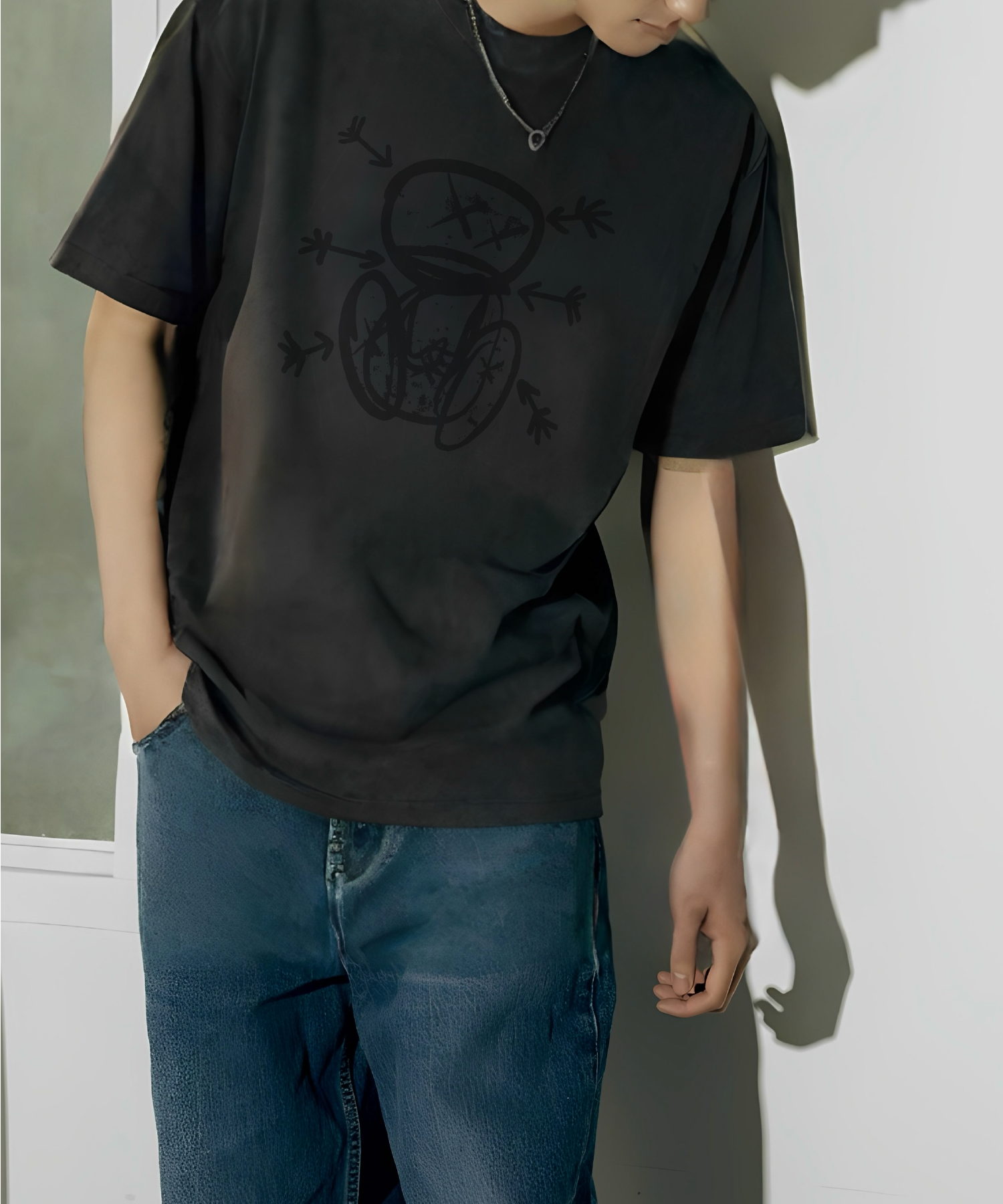 MUSINSA | XHUA'T Stereotype Pigment Wash Mono T-Shirt Charcoal