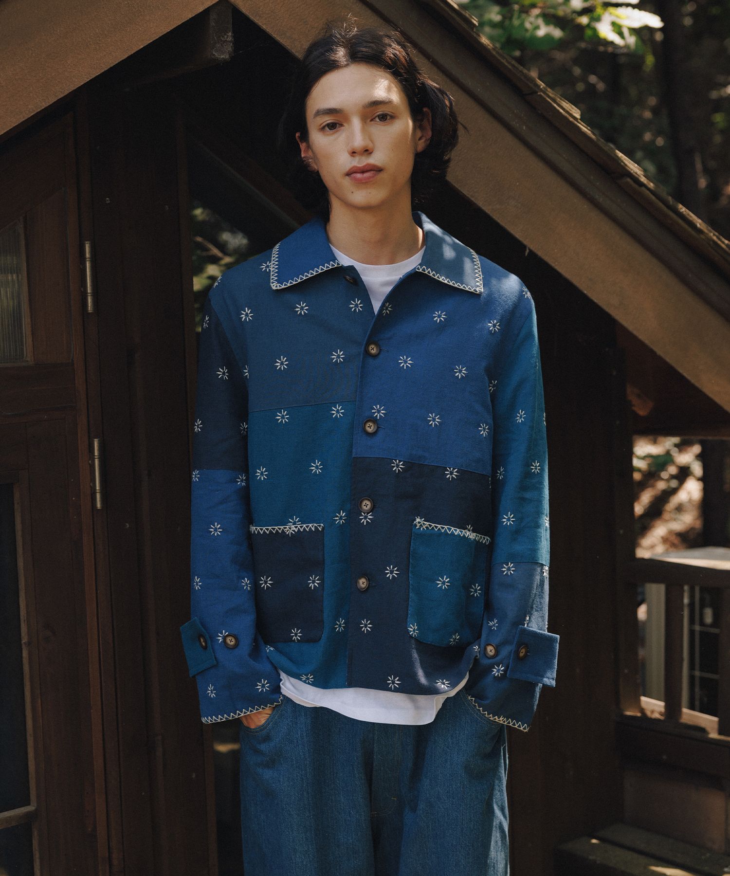 MUSINSA | FRITUR The KYOTO Patchwork Jacket Blue_F253JK12